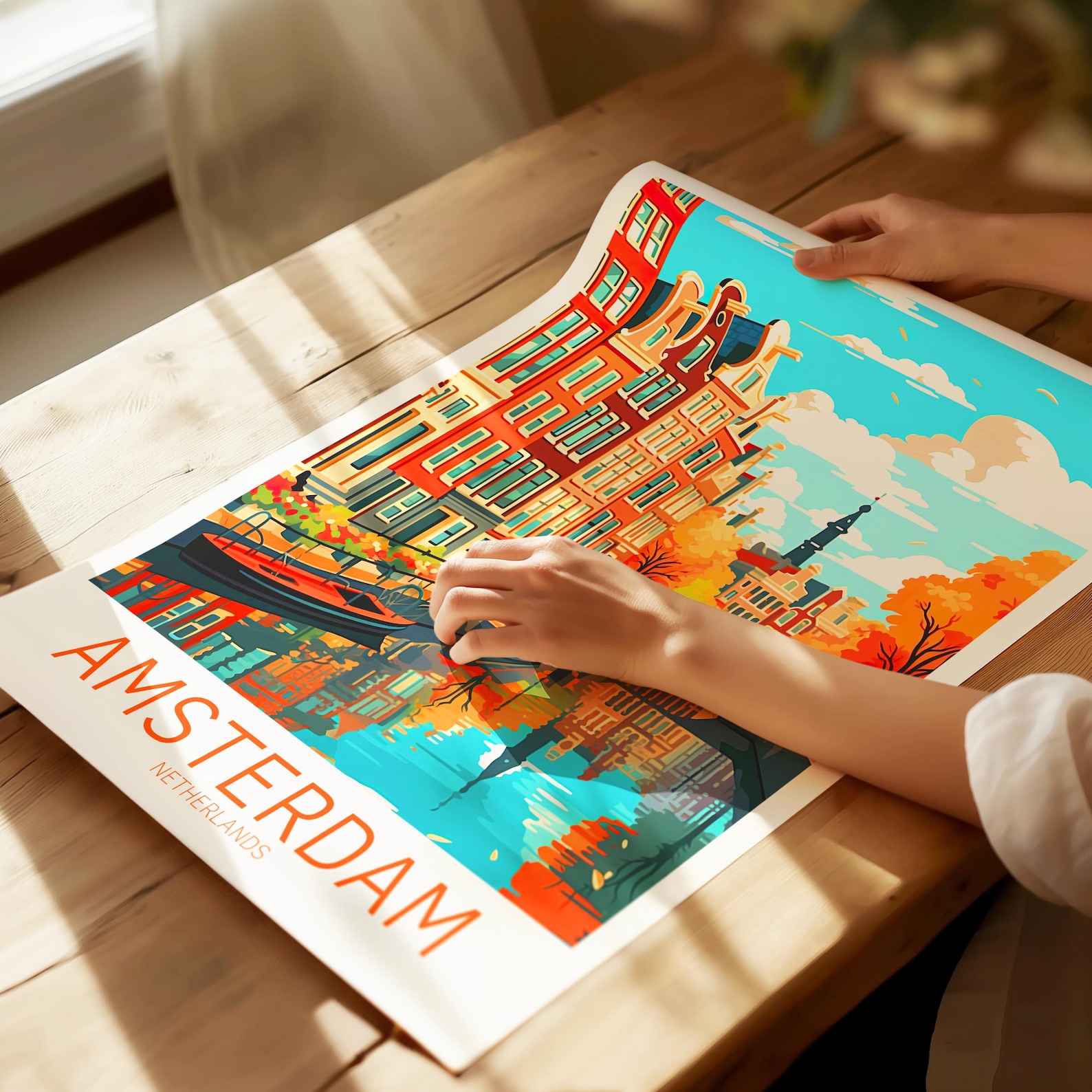 Amsterdam Travel Poster - Amsterdam Poster - Netherlands Wall Art for ...