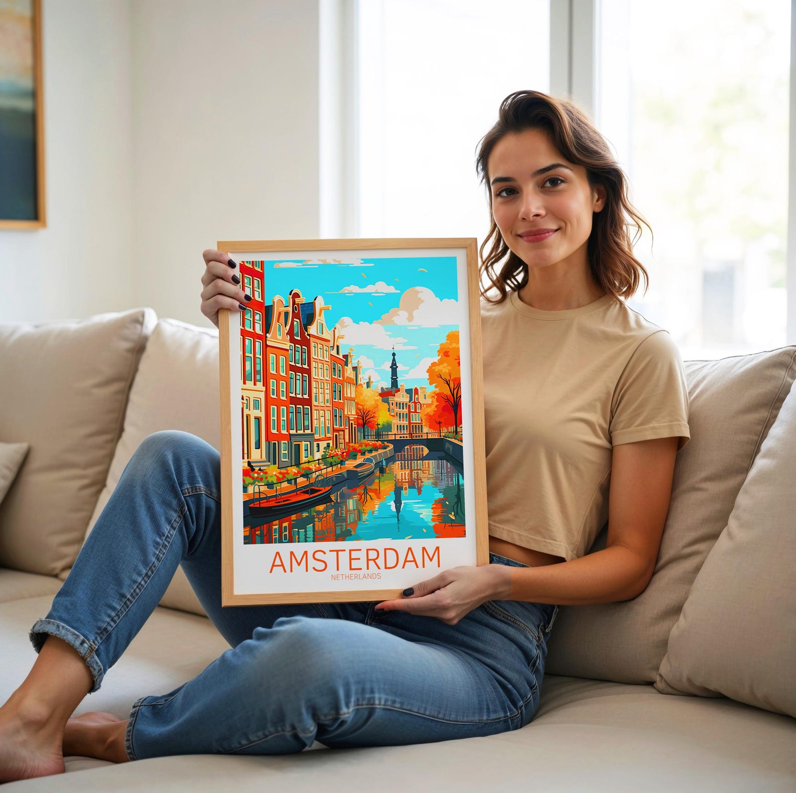 Amsterdam Travel Poster - Amsterdam Poster - Netherlands Wall Art for ...