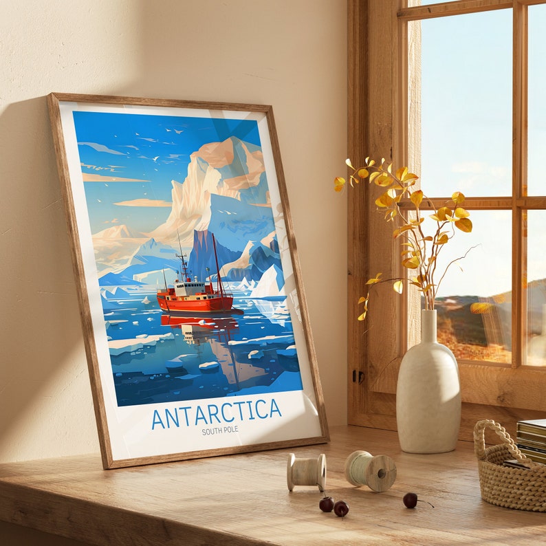 Antarctica Travel Poster Antarctica Poster South Pole Wall Art, the ...