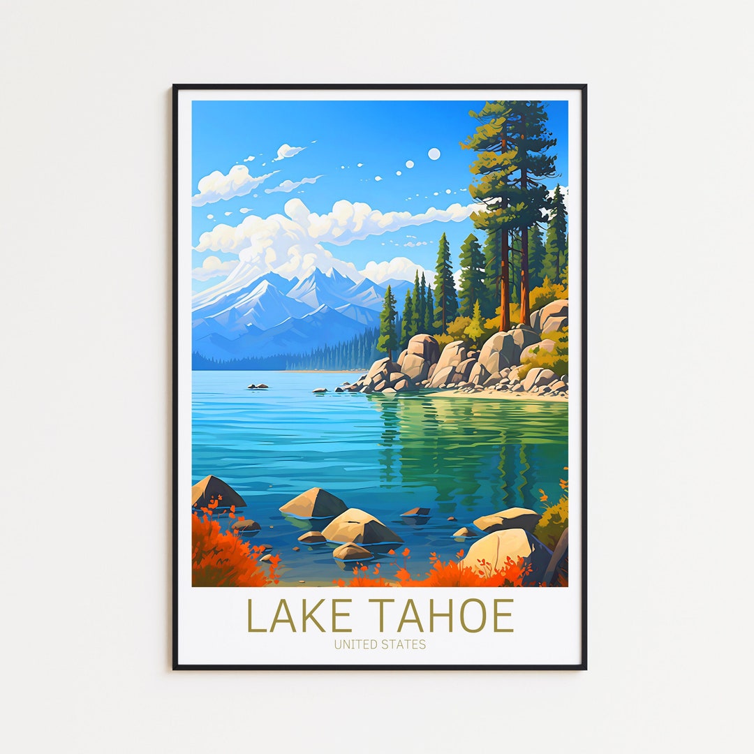 Lake Tahoe Travel Poster USA Poster Lake Tahoe Vintage Poster Travel ...