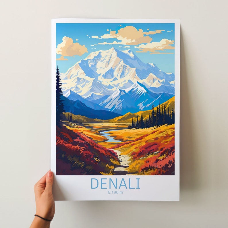 Denali Travel Poster Alaska Poster Denali National Park Travel Poster ...