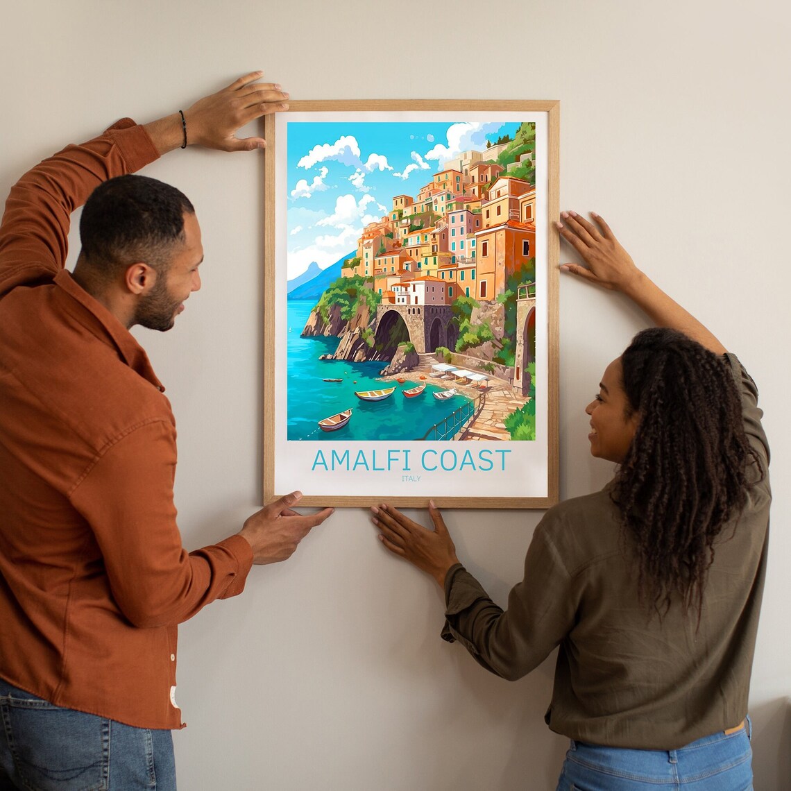 Amalfi Coast Travel Poster Italy Poster Amalfi Coast Vintage - Etsy