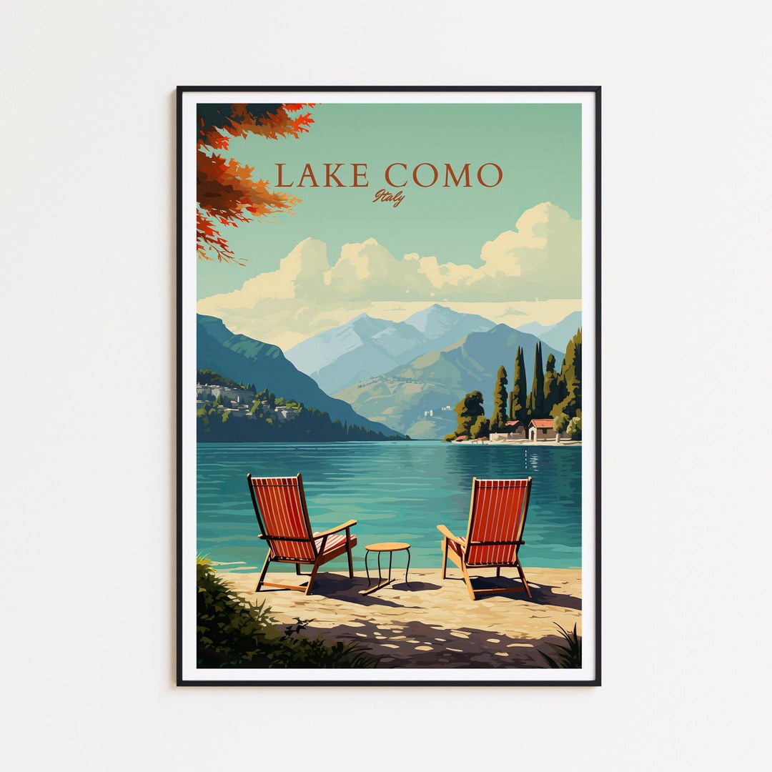 Lake Como Travel Poster Italy Poster Lake Como Vintage Poster Travel ...