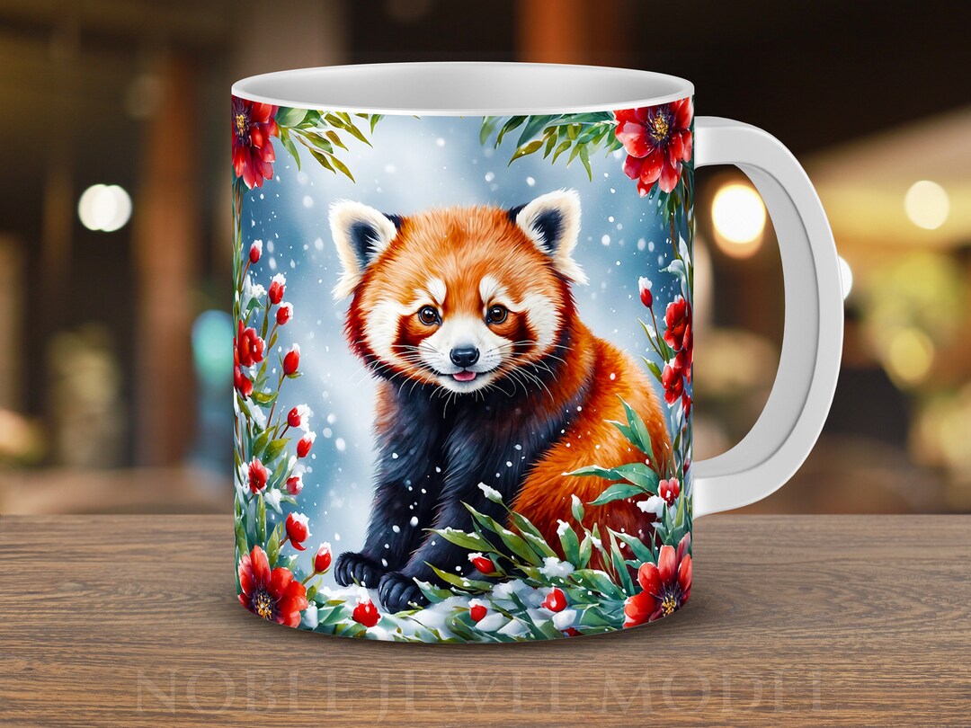 Red Panda Mug Wrap Designs, Red Panda Bear Mug Wrap Sublimation Designs ...