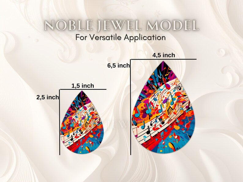 Abstract Music Notes Teardrop Sublimation Earrings Design PNG Files ...
