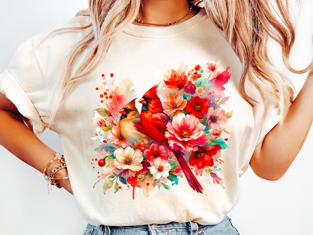 Watercolor Cardinal Bird Png Cardinal Sublimation Side by Side Bird ...