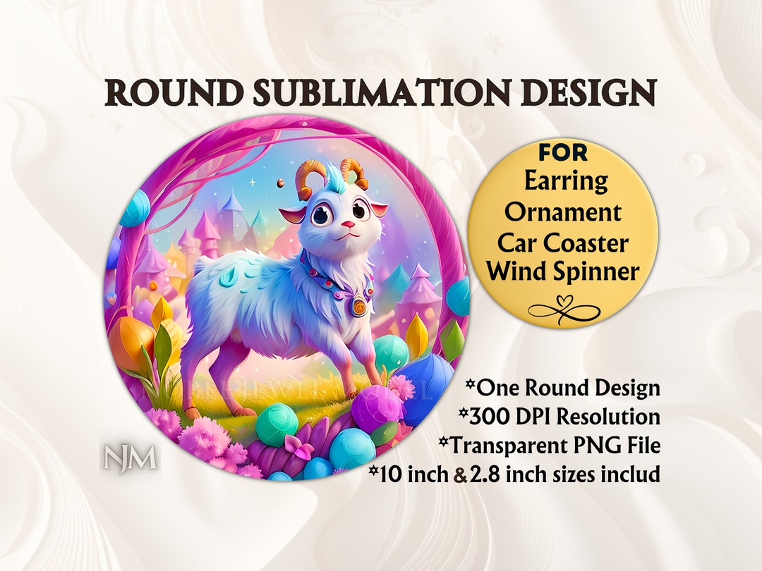 Round Cute Goat Sublimation Design Earrings Png Template Goat - Etsy