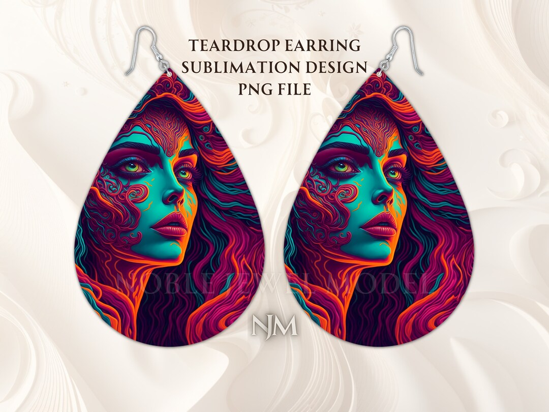 Psychedelic Woman Teardrop Sublimation Earrings Designs - Etsy