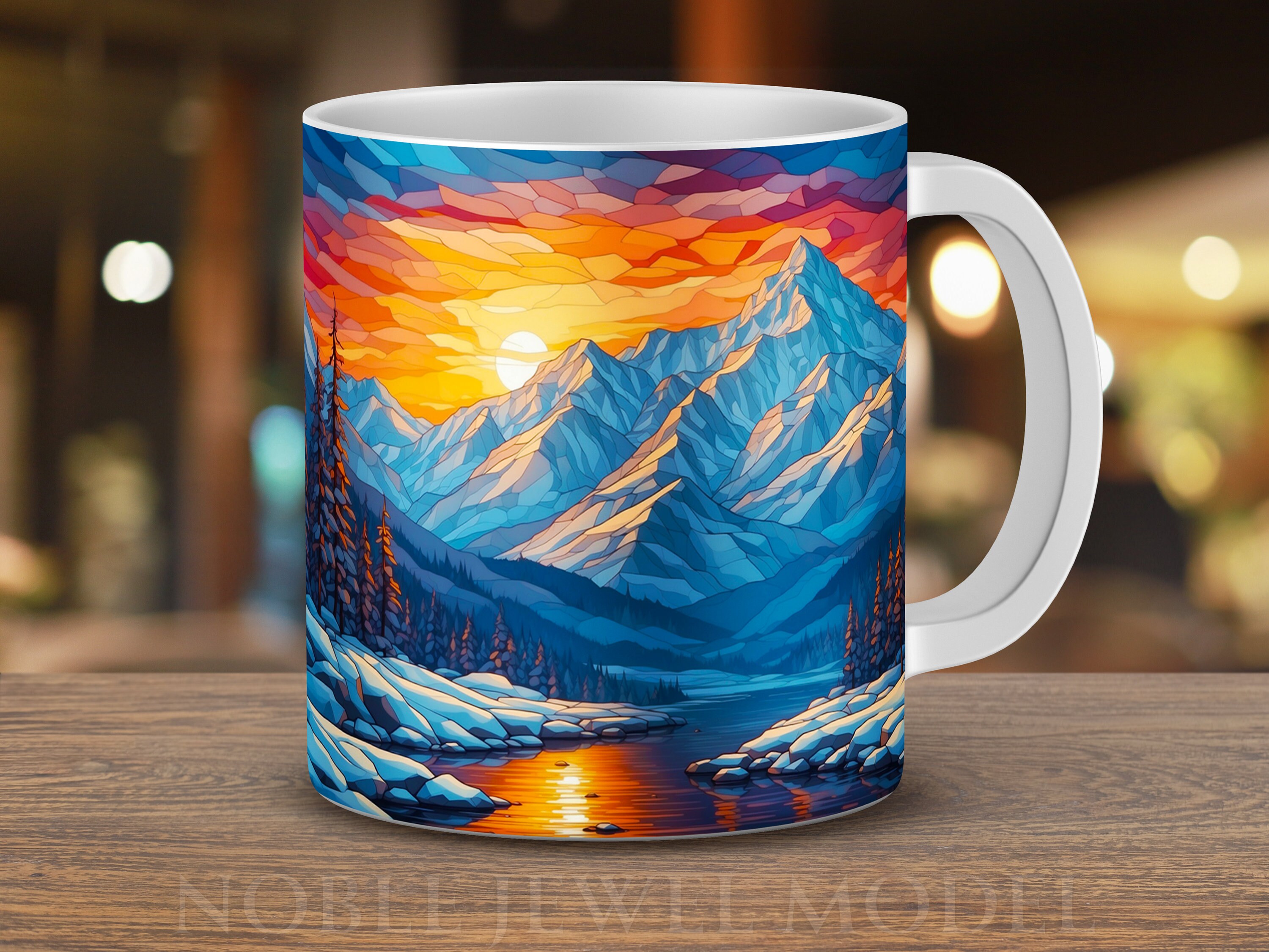 Mountain Mug Wrap Designs, Winter Mug Sublimation Wraps, 15oz Mug Wrap ...