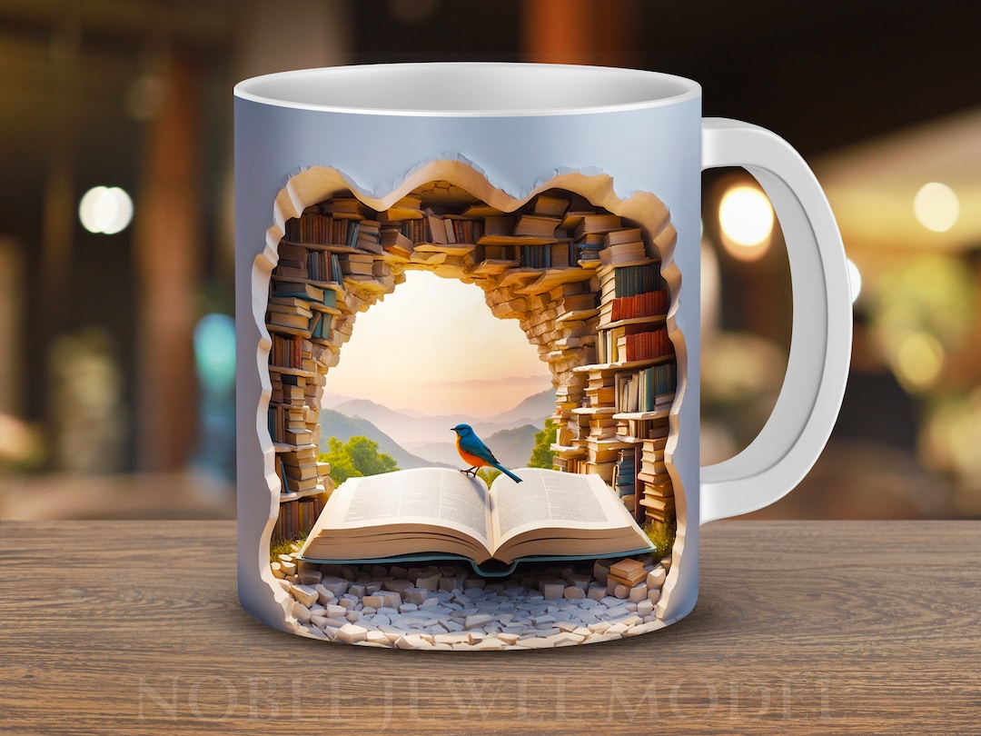 Book Lover Coffee Mug Wrap Designs, Book Worm Coffee Mug Wrap ...