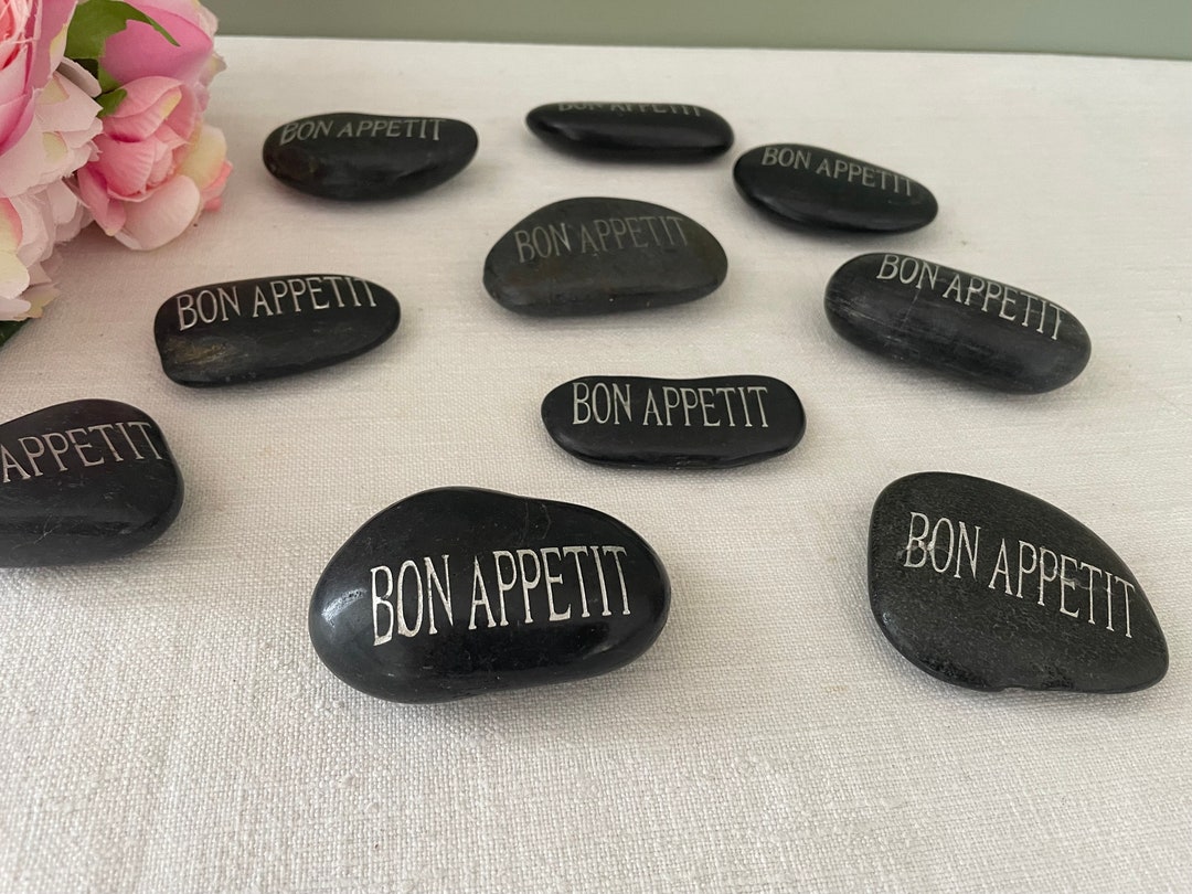 French Bon Appetit Pebbels, Table Decoration, Cutlery Rest, Name Place ...