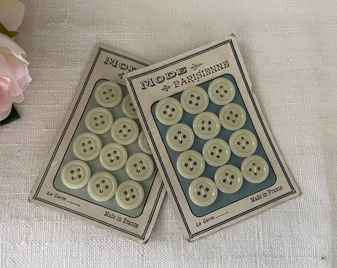 Reserved Antique French Glass Buttons on Original Card Mode Parisienne ...
