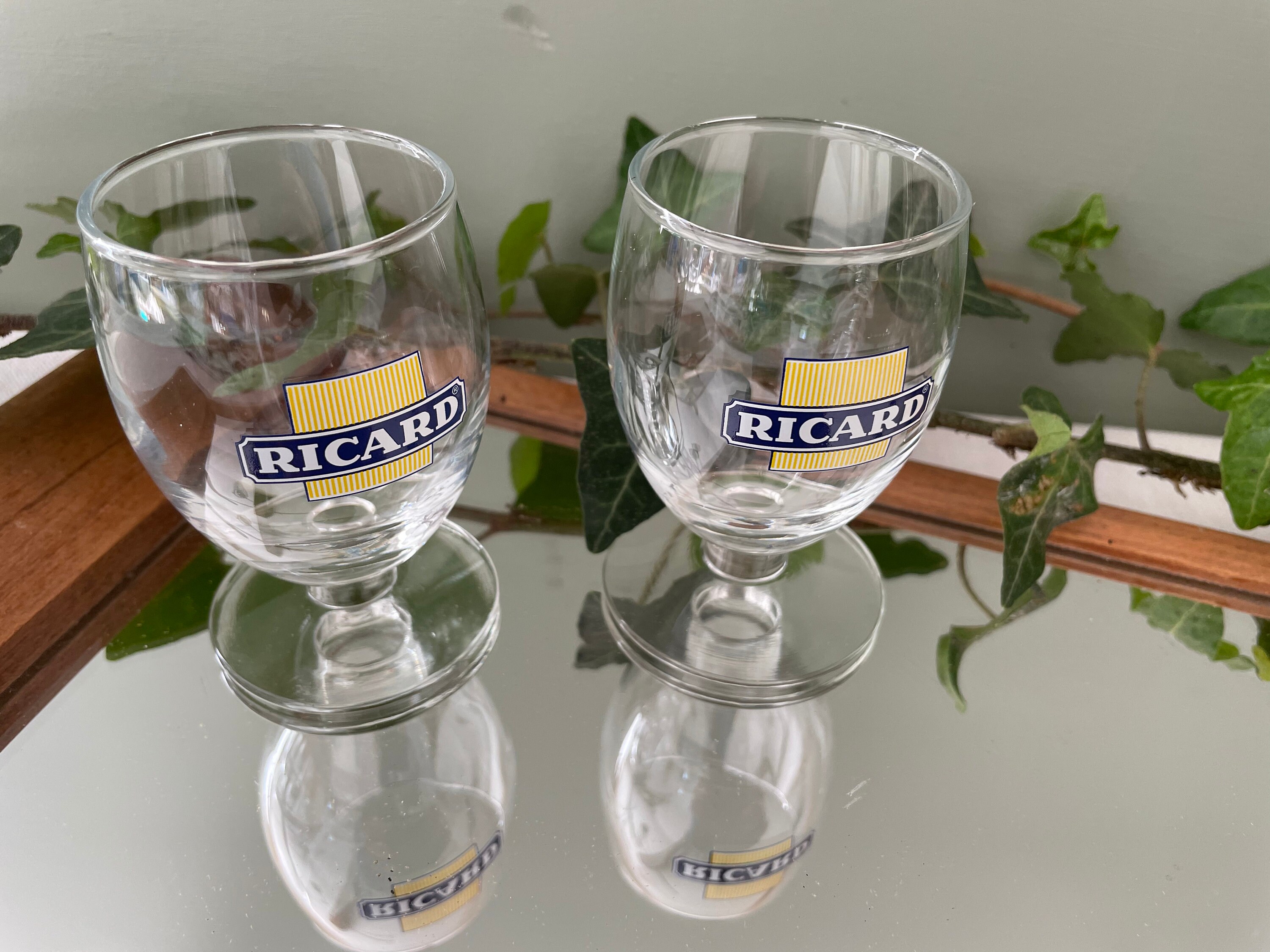 Pair Genuine Vintage Ricard Glasses French Aperitif Bar Glasses Unused ...