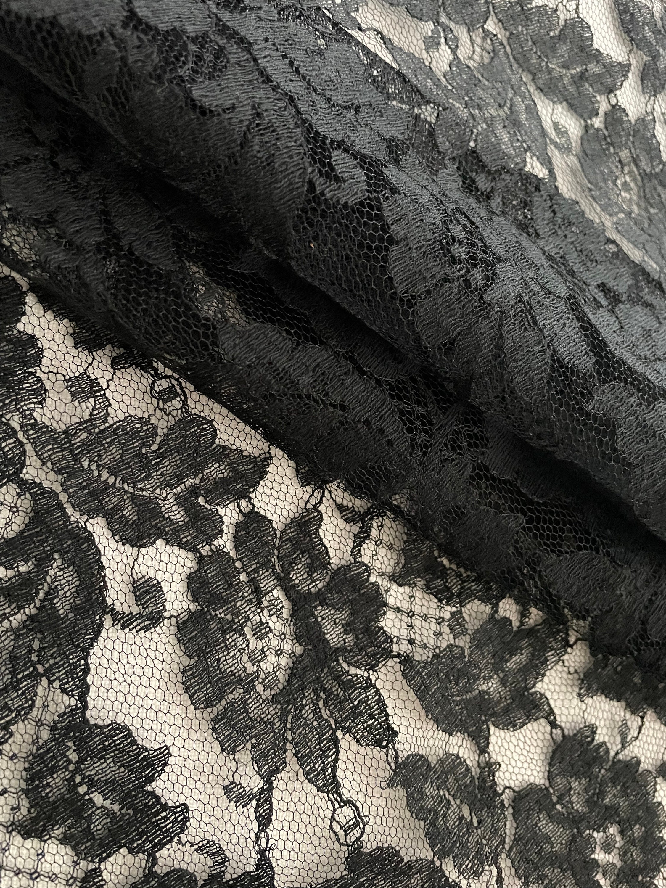Vintage French Black Long Lace Mantilla Veil 1950's Catholic Lace ...