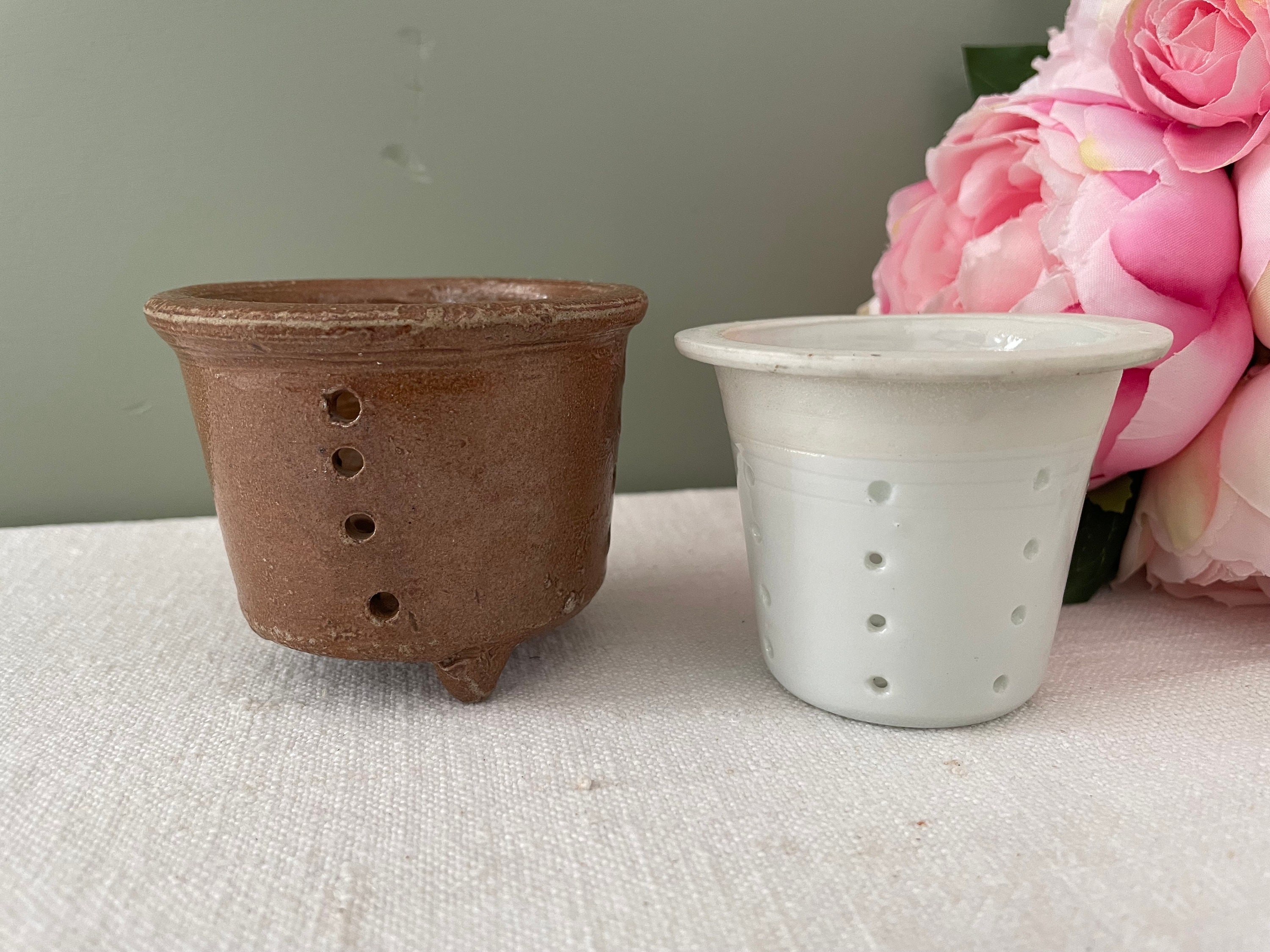 Antique French Stoneware Porcelain Faisselle, Cheese Mould, Strainer ...