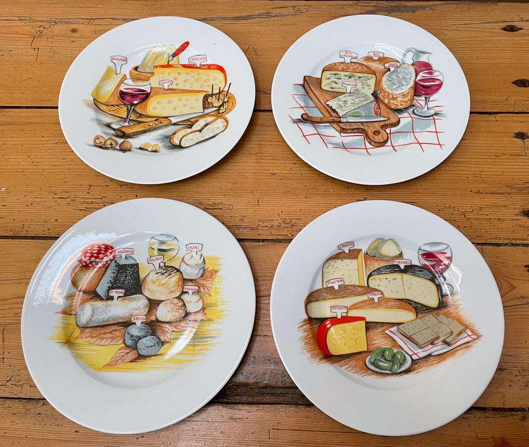4 Vintage French Cheese Plates, Limoges China Cheese Plates 1960's All ...