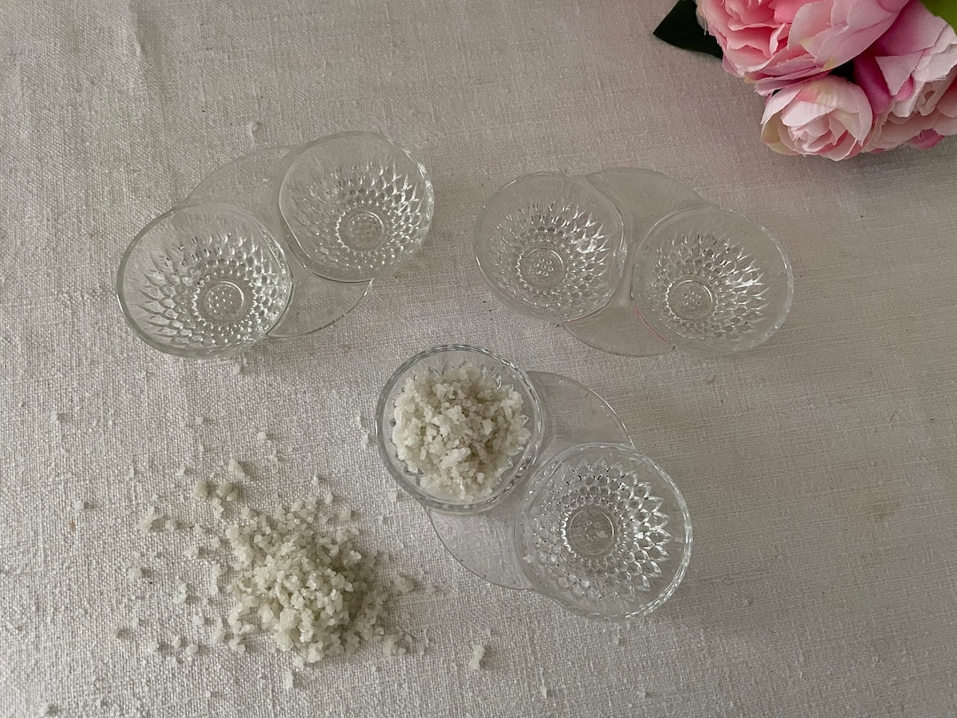 Set of 3 French Glass Salt & Pepper Cruets, Glass Salt and Pepper Pinch ...
