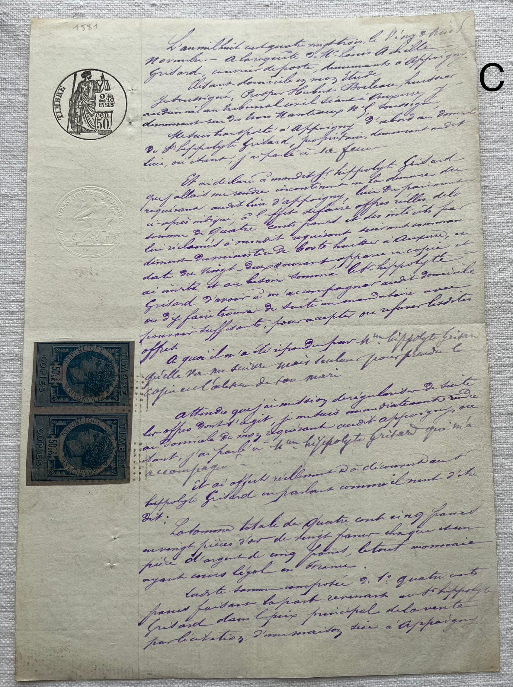 Antique French Handwritten Manuscript Dated 1883, Gorgeous Calligrapy ...