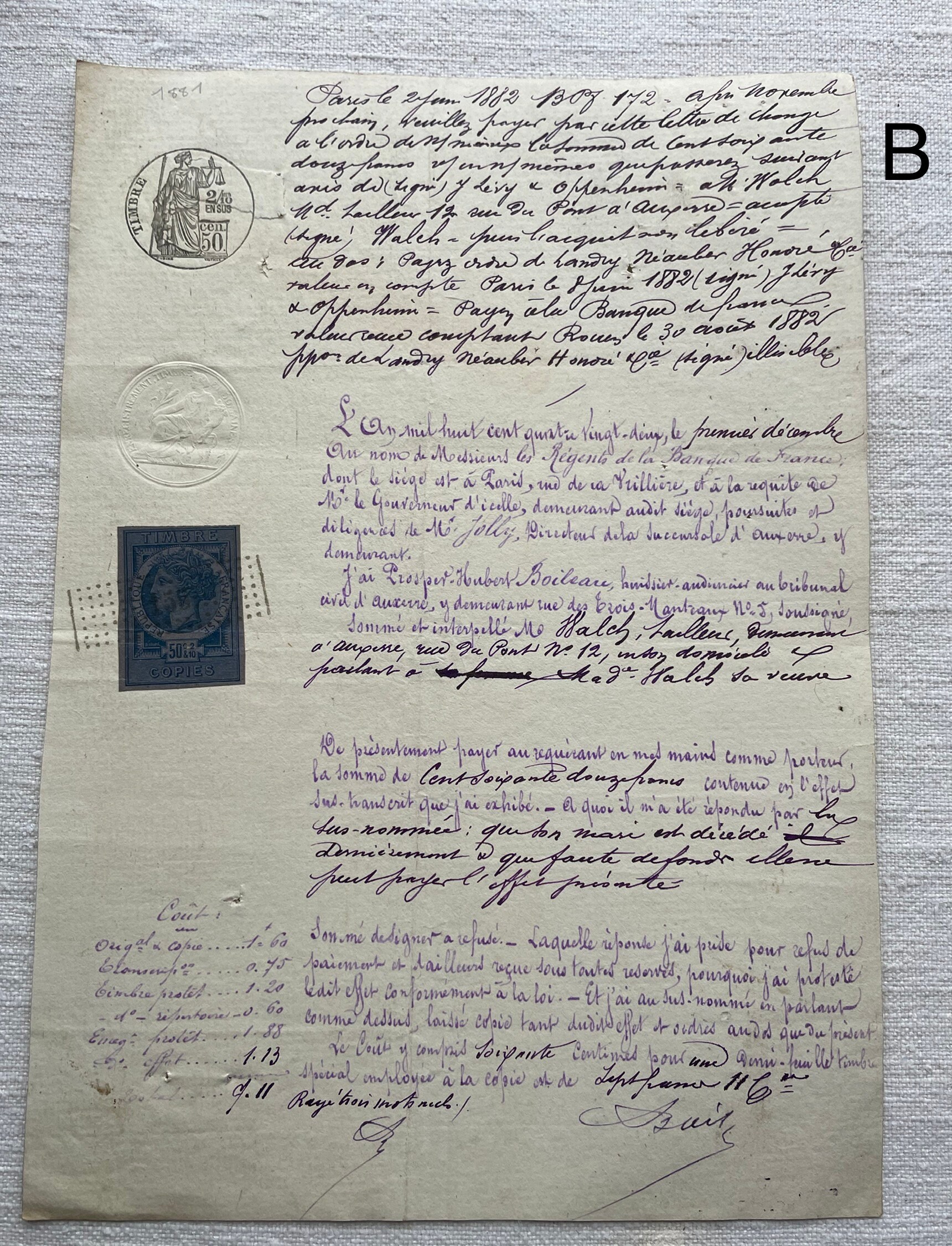 Antique French Handwritten Manuscript Dated 1883, Gorgeous Calligrapy ...