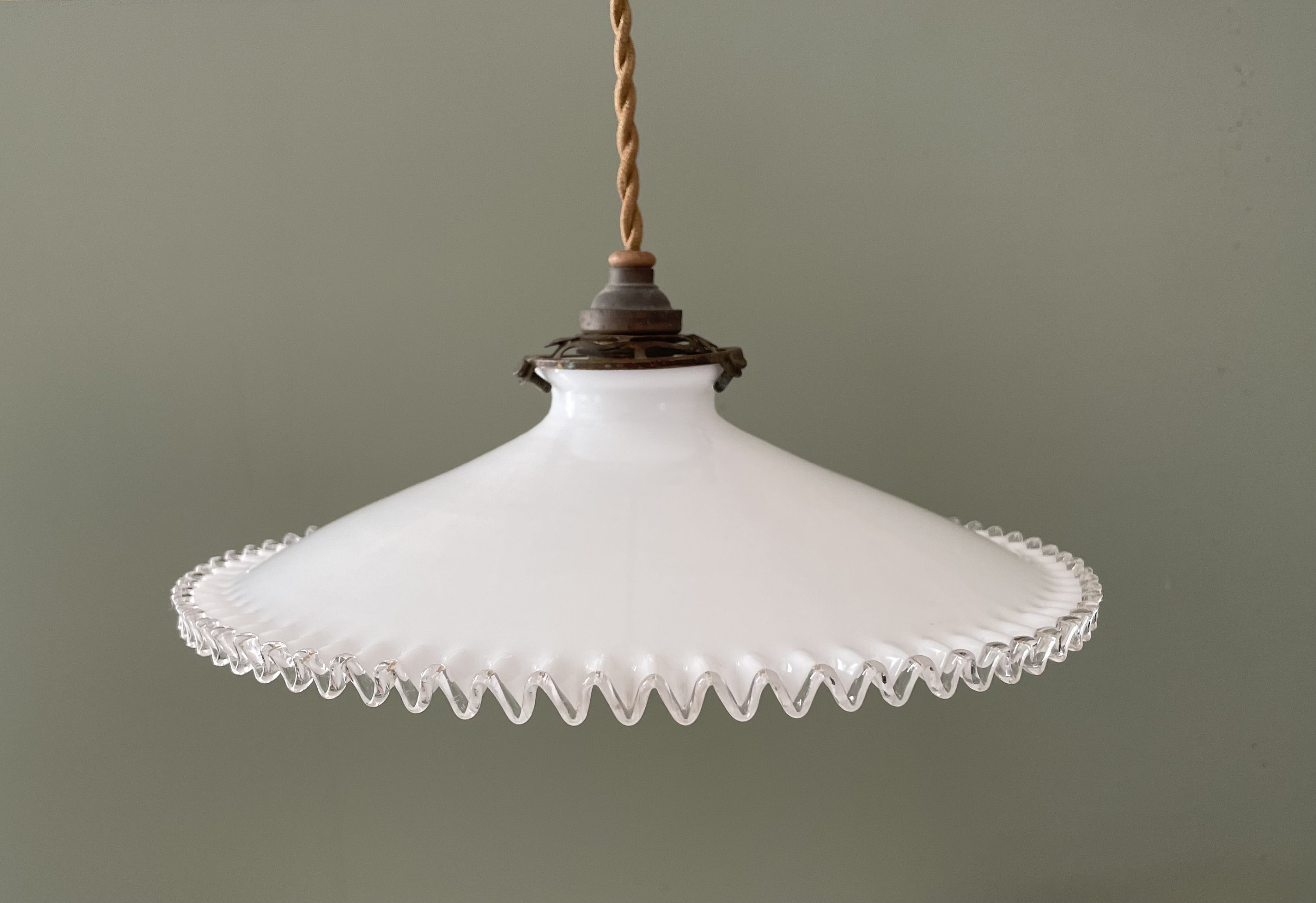 Art Deco Lamp Shade, Antique French Ceiling Shade, 1920's Frilly ...