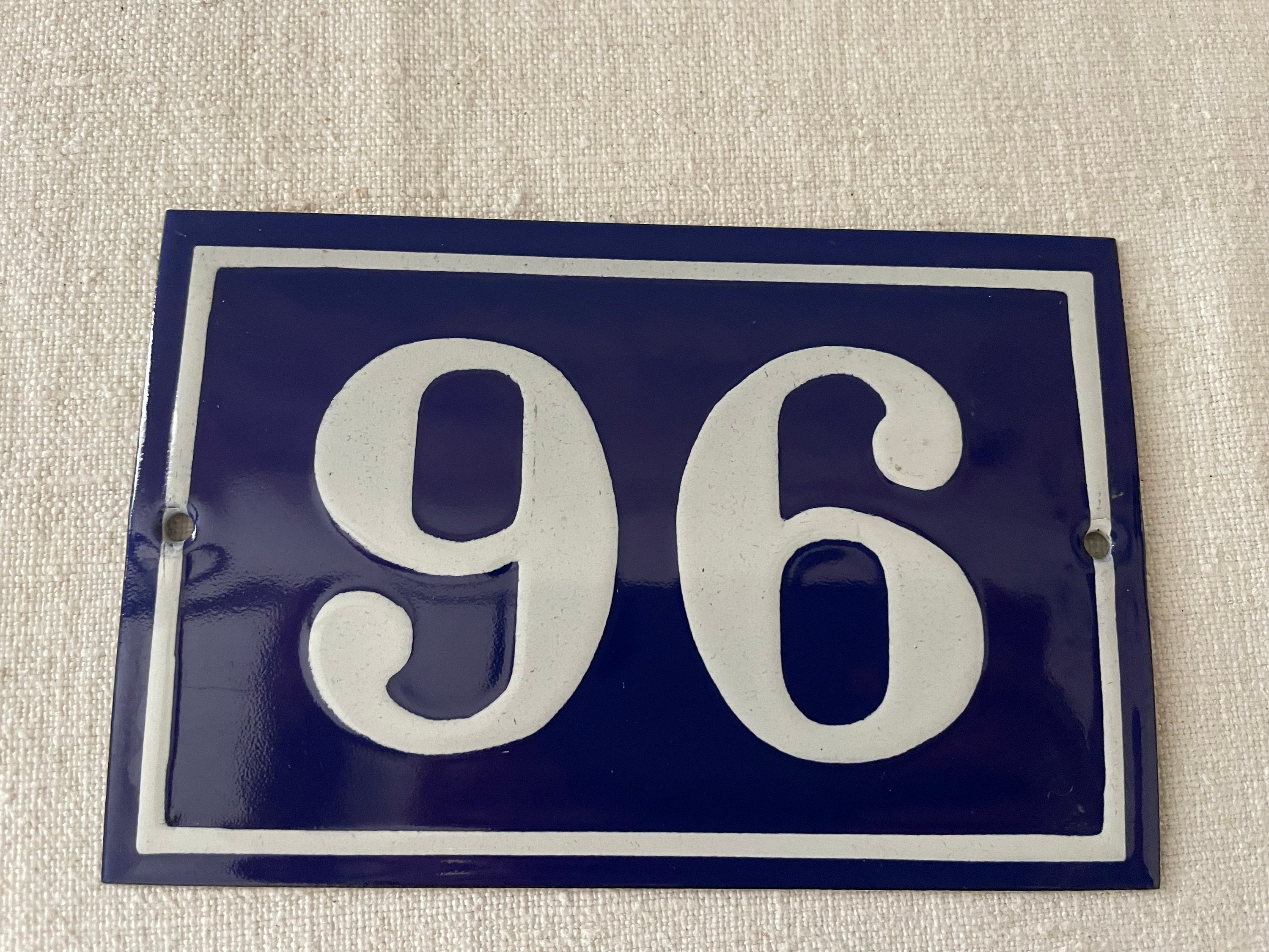 Vintage French Enamelled House Number 84, 93, 96, Blue & White Metal ...