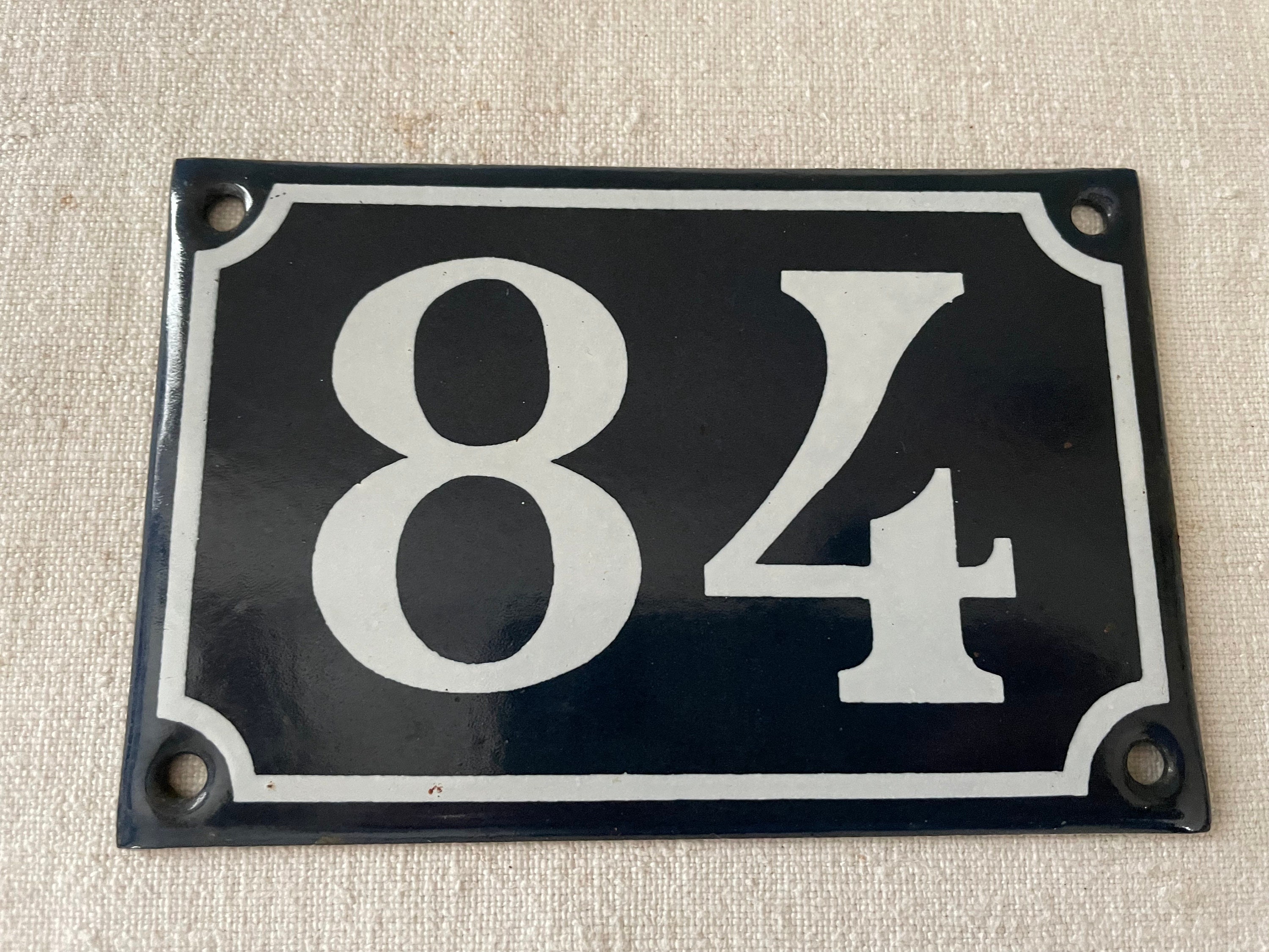 Vintage French Enamelled House Number 84, 93, 96, Blue & White Metal ...