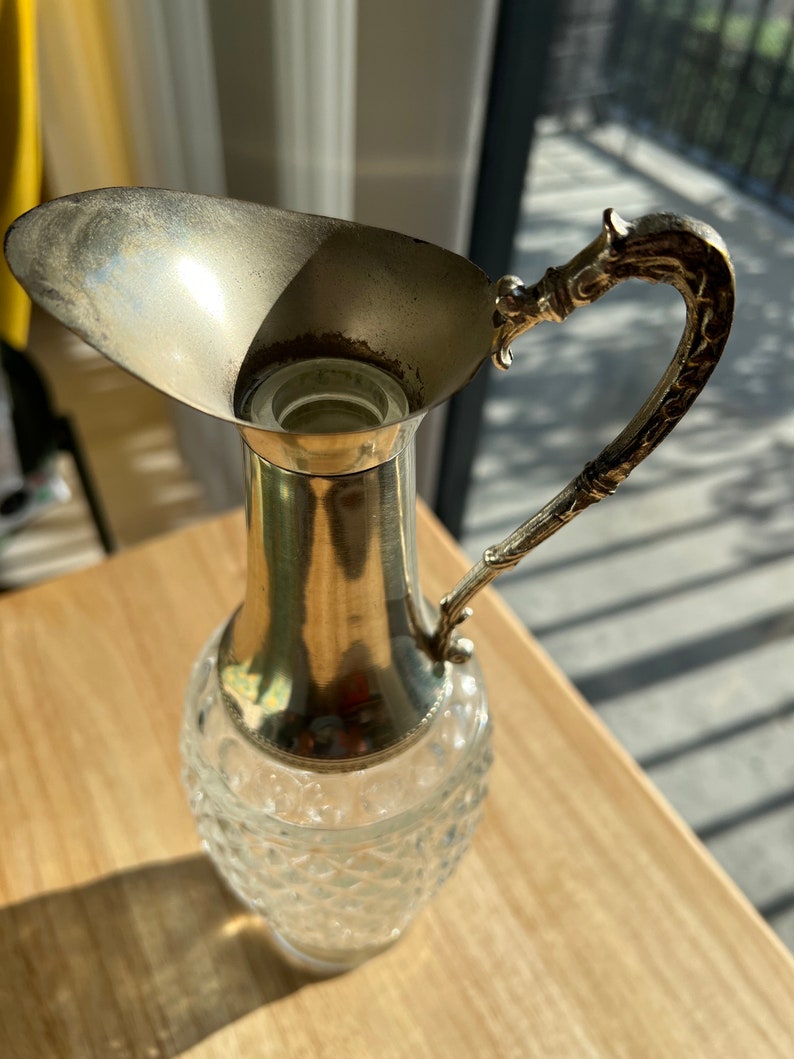 GORGEOUS Vintage Glass Pitcher Diamond Pattern Pressed Glass Pitcher ...