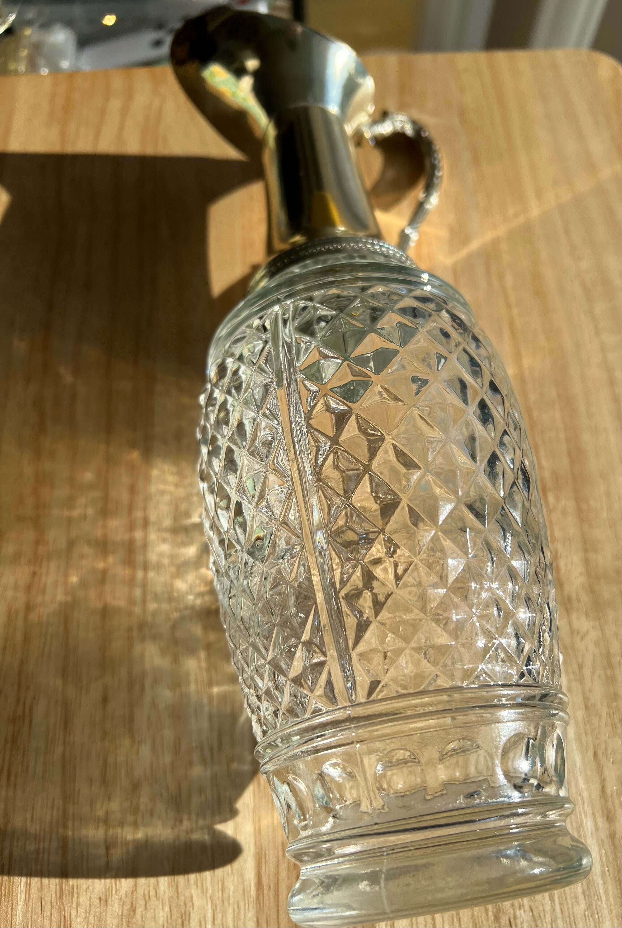 GORGEOUS Vintage Glass Pitcher Diamond Pattern Pressed Glass Pitcher ...