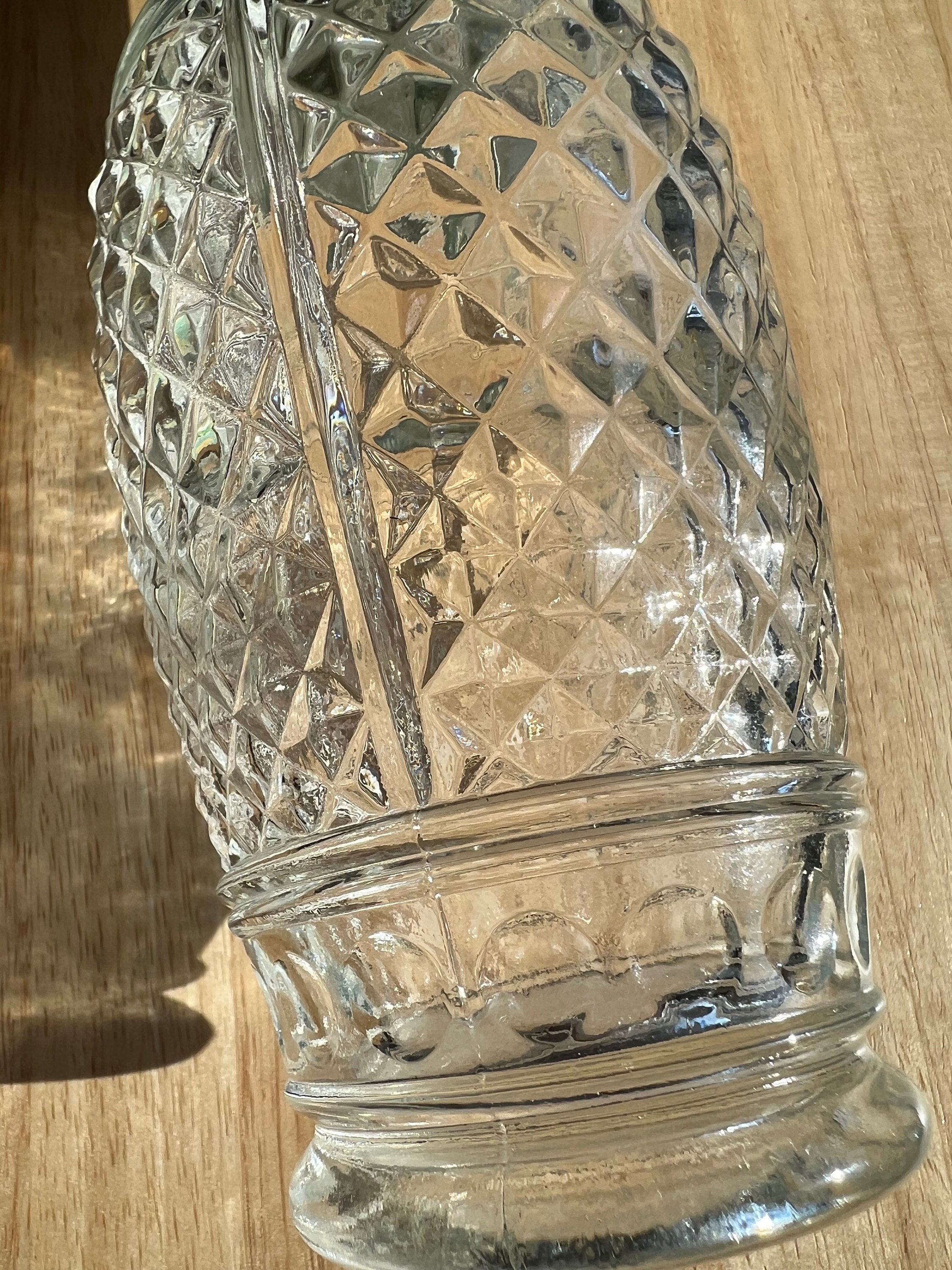 GORGEOUS Vintage Glass Pitcher Diamond Pattern Pressed Glass Pitcher ...