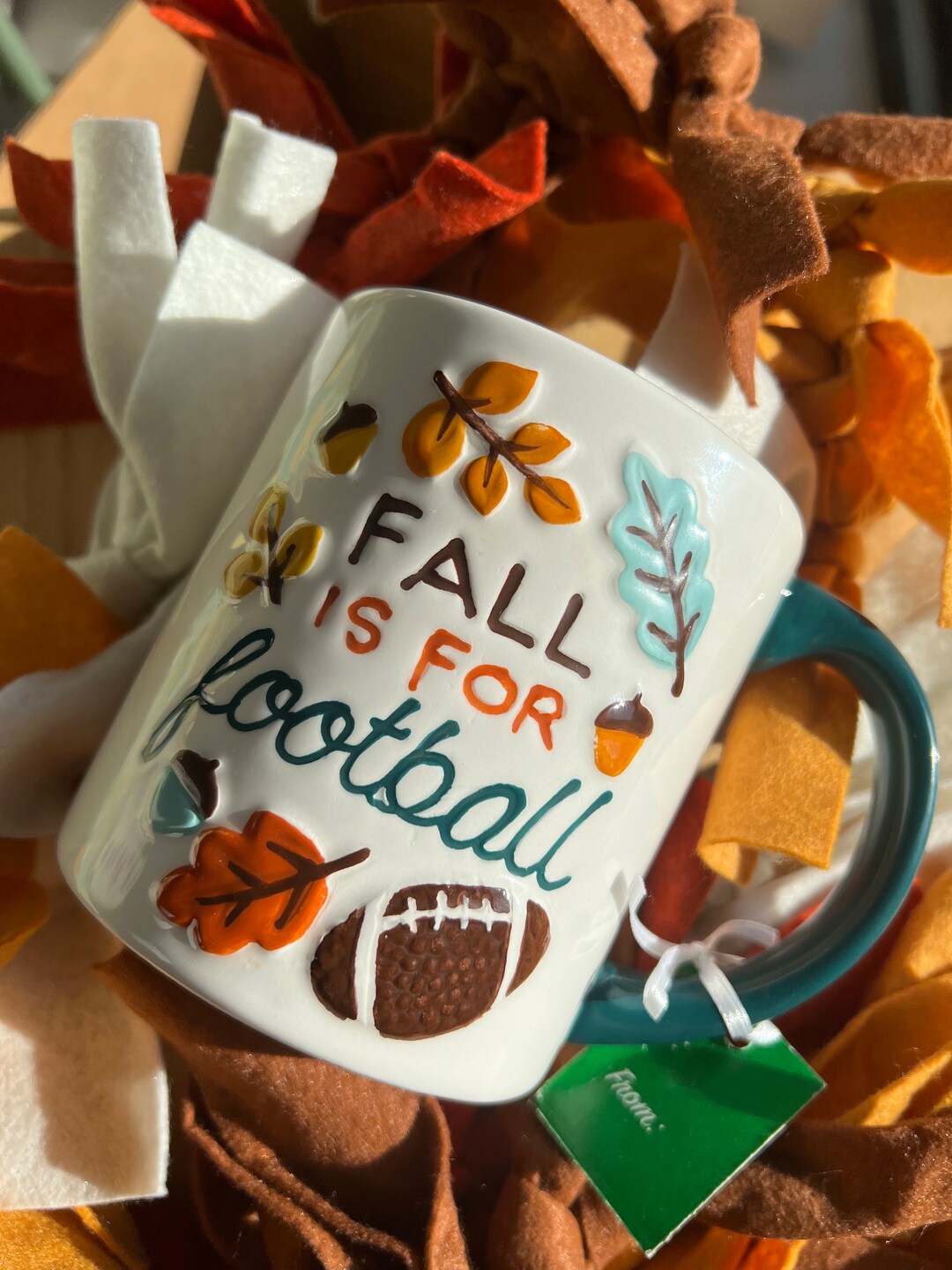 FALL is for FOOTBALL Mug Autumnal Cup Cozy Glazed Ceramic Mug Coffee ...