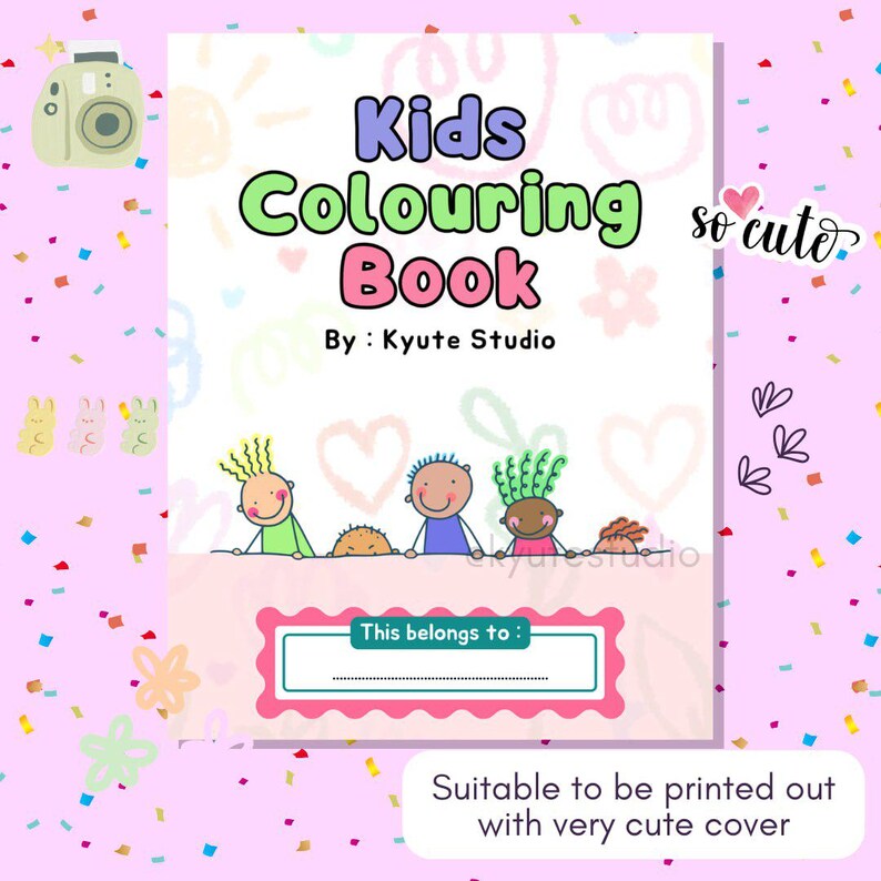 Printable Colouring Pages for Kids, Cute Colouring Book - Etsy