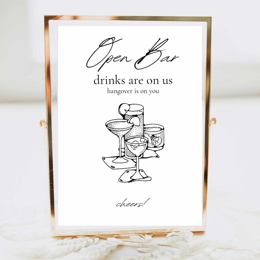 Open Bar Wedding Sign Ready-to-print PDF - Etsy