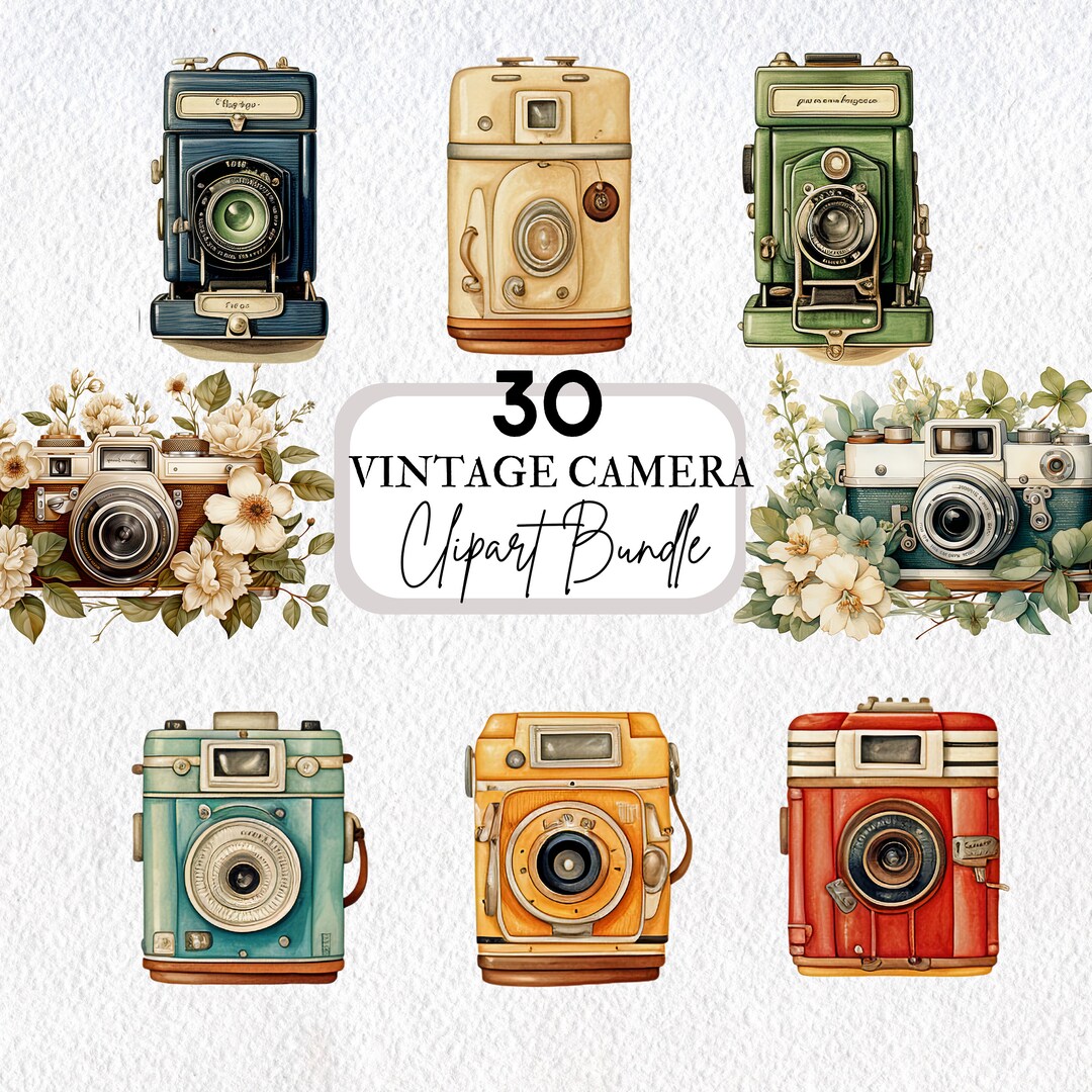 Vintage Camera Clipart, Nostalgic Design Elements, Antique Camera ...