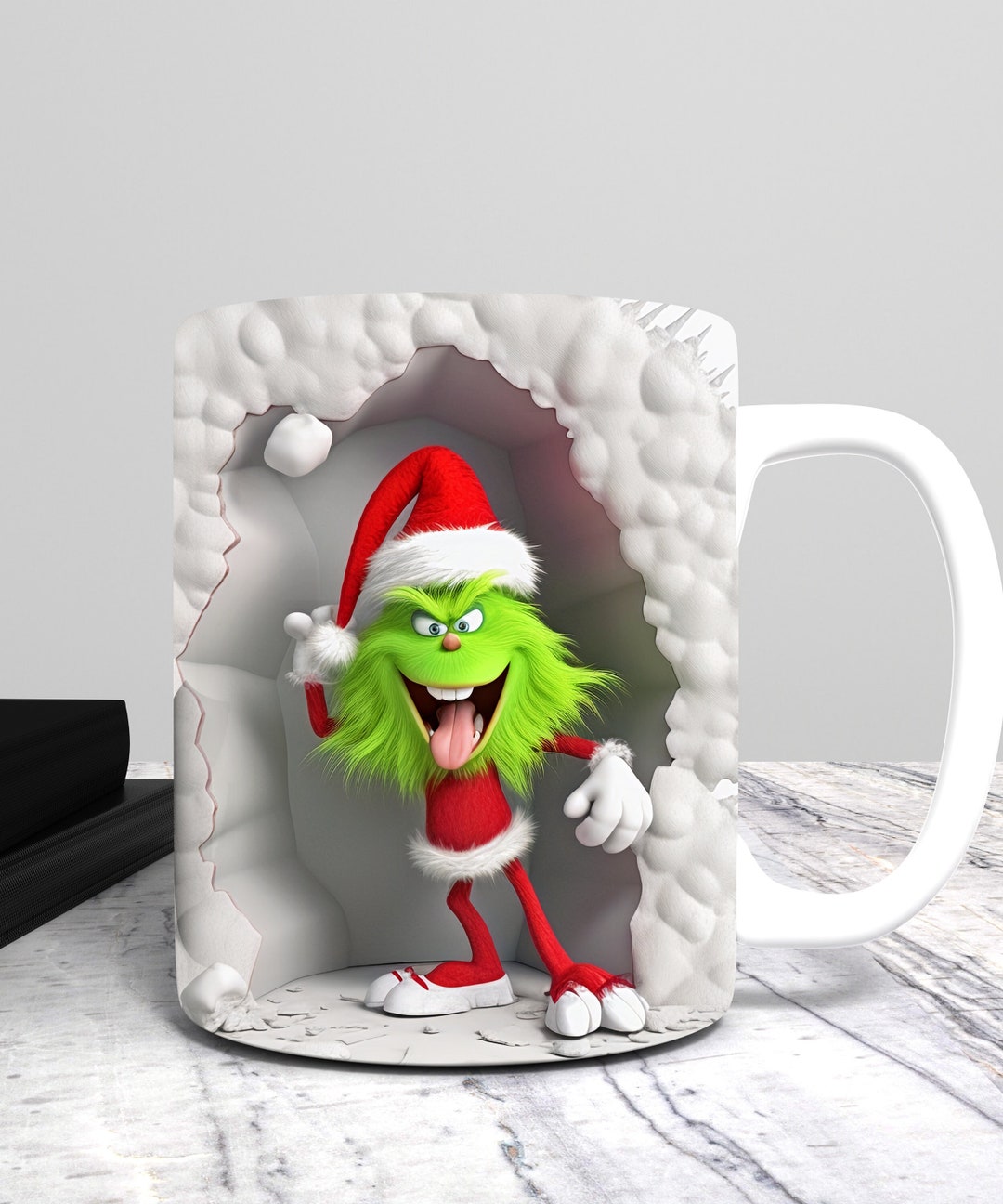 3D Christmas Grinch Mug Wrap, Christmas Mug, Grinch Mug Design, Cut Mug ...