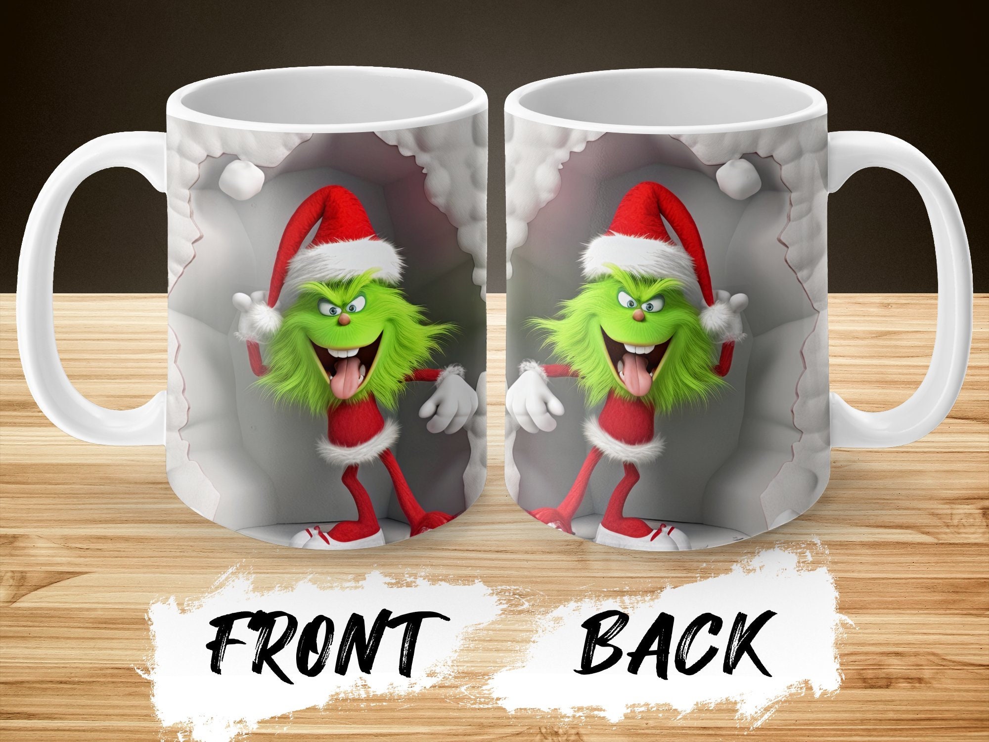 3D Christmas Grinch Mug Wrap, Christmas Mug, Grinch Mug Design, Cut Mug ...