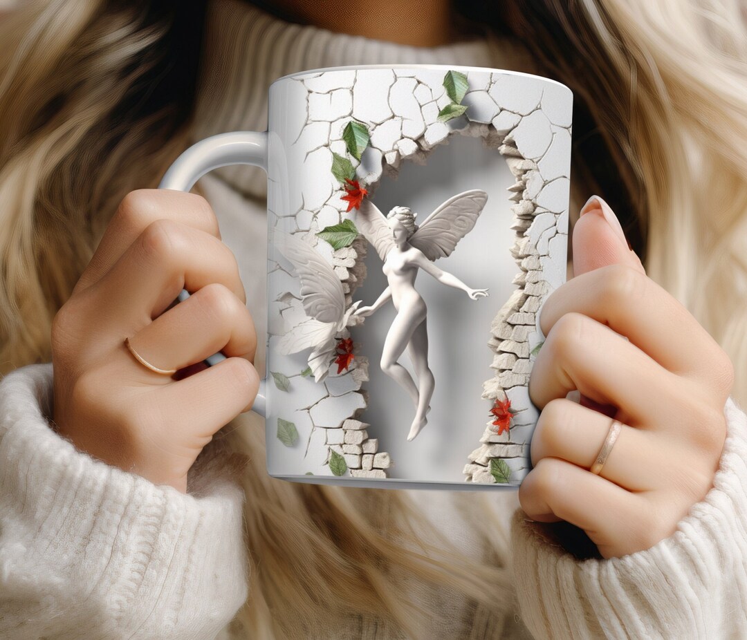 3D Christmas Fairy Mug Wrap, Cut Mug Wrap Sublimation Design PNG ...