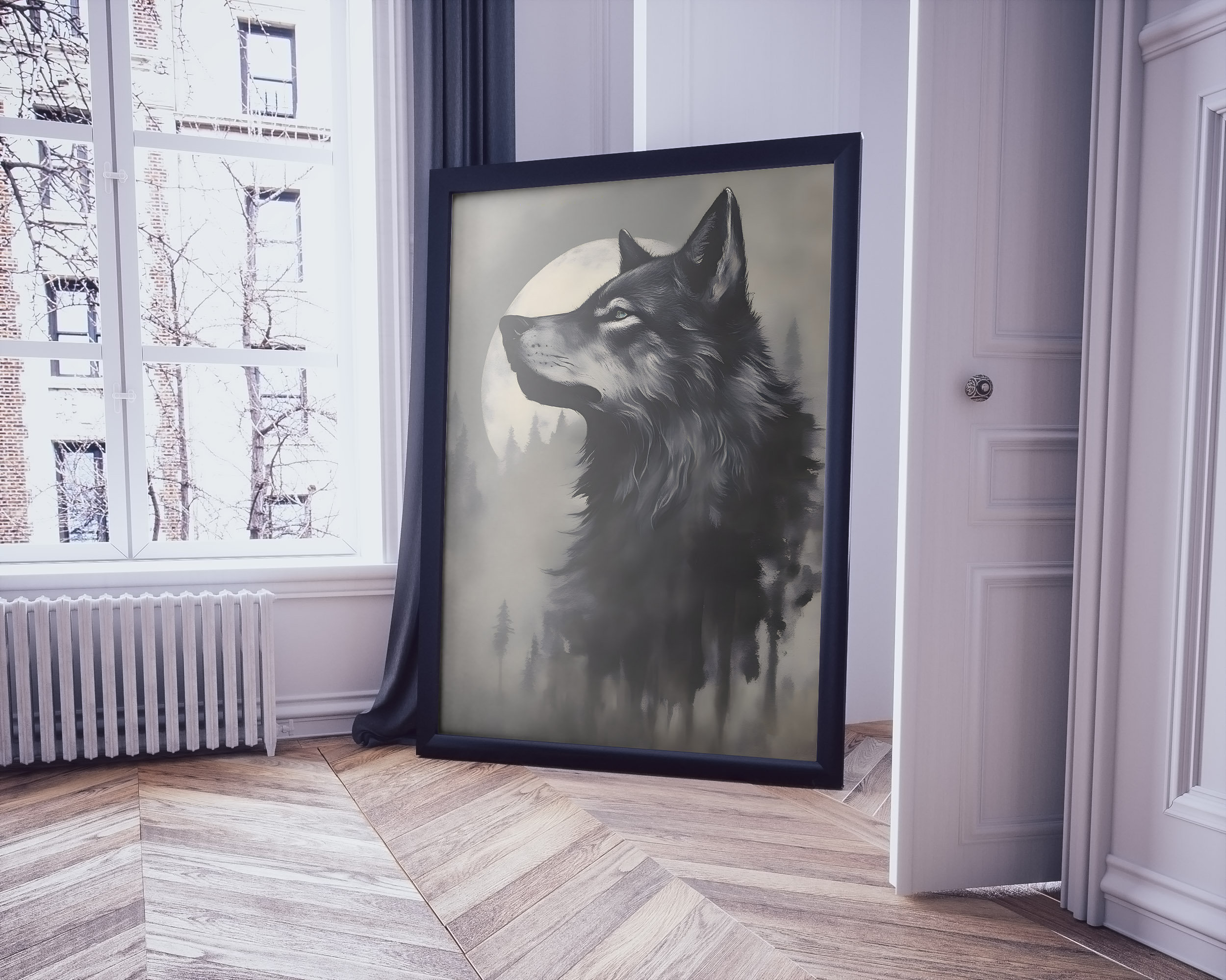Gray Wolf Art Dark Forest Wall Decor Wolf Art Dark - Etsy