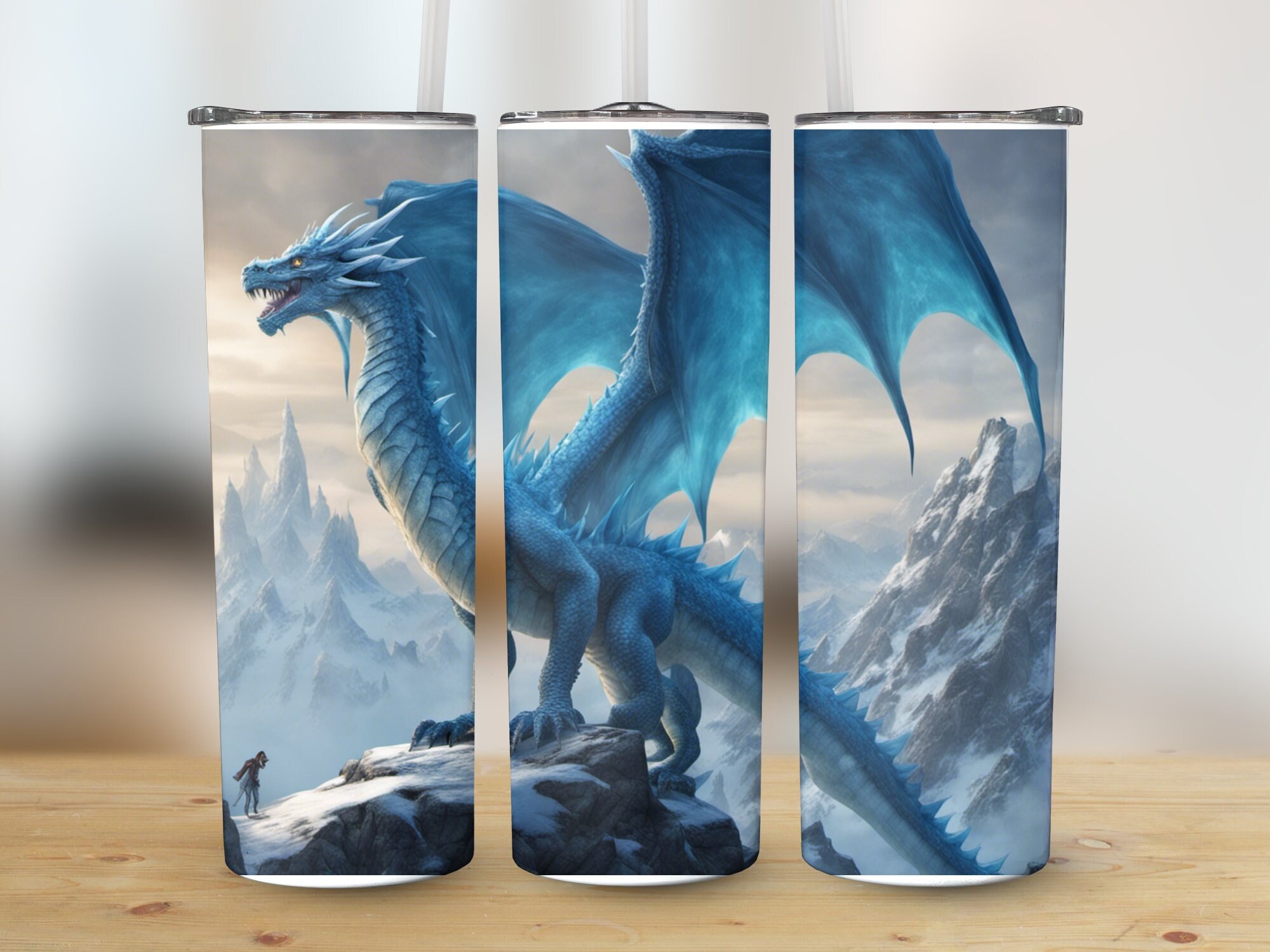 Blue Dragon, 20oz Skinny Tumbler Sublimation Design, Straight & Tapered ...