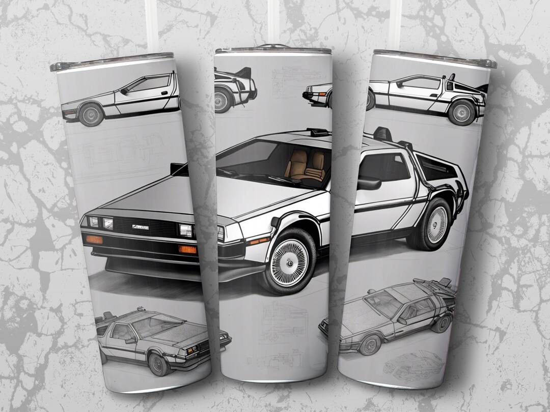 Delorean Car Sketch, 20oz Skinny Tumbler Sublimation Design, Straight ...