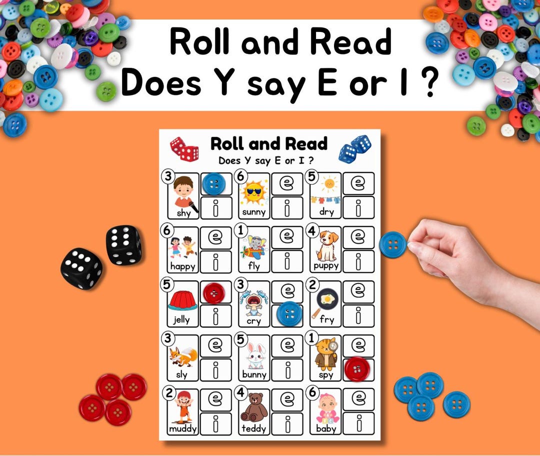 Phonics Roll and Read Game | Y Says I & E | Printable Literacy Centres ...