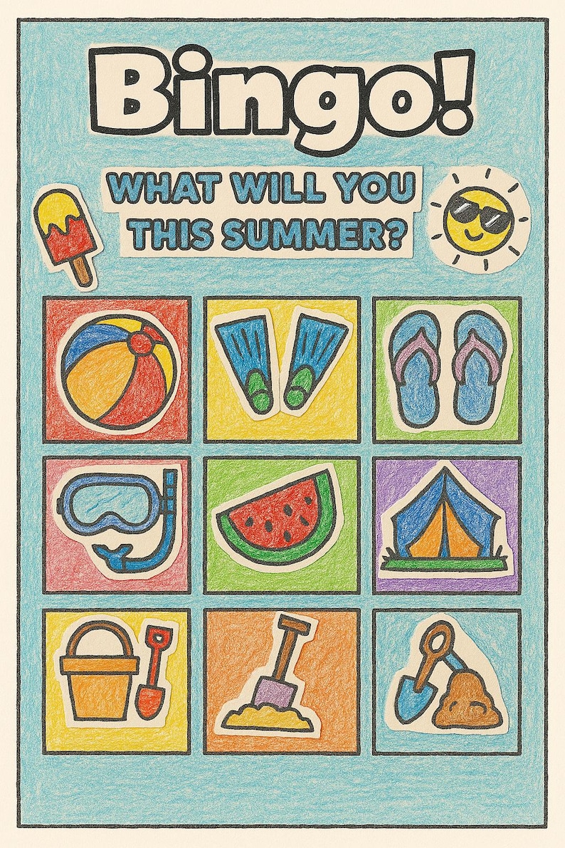 Summer Bingo Printable for Kids - Cut and Paste Activity - DIY Bingo ...