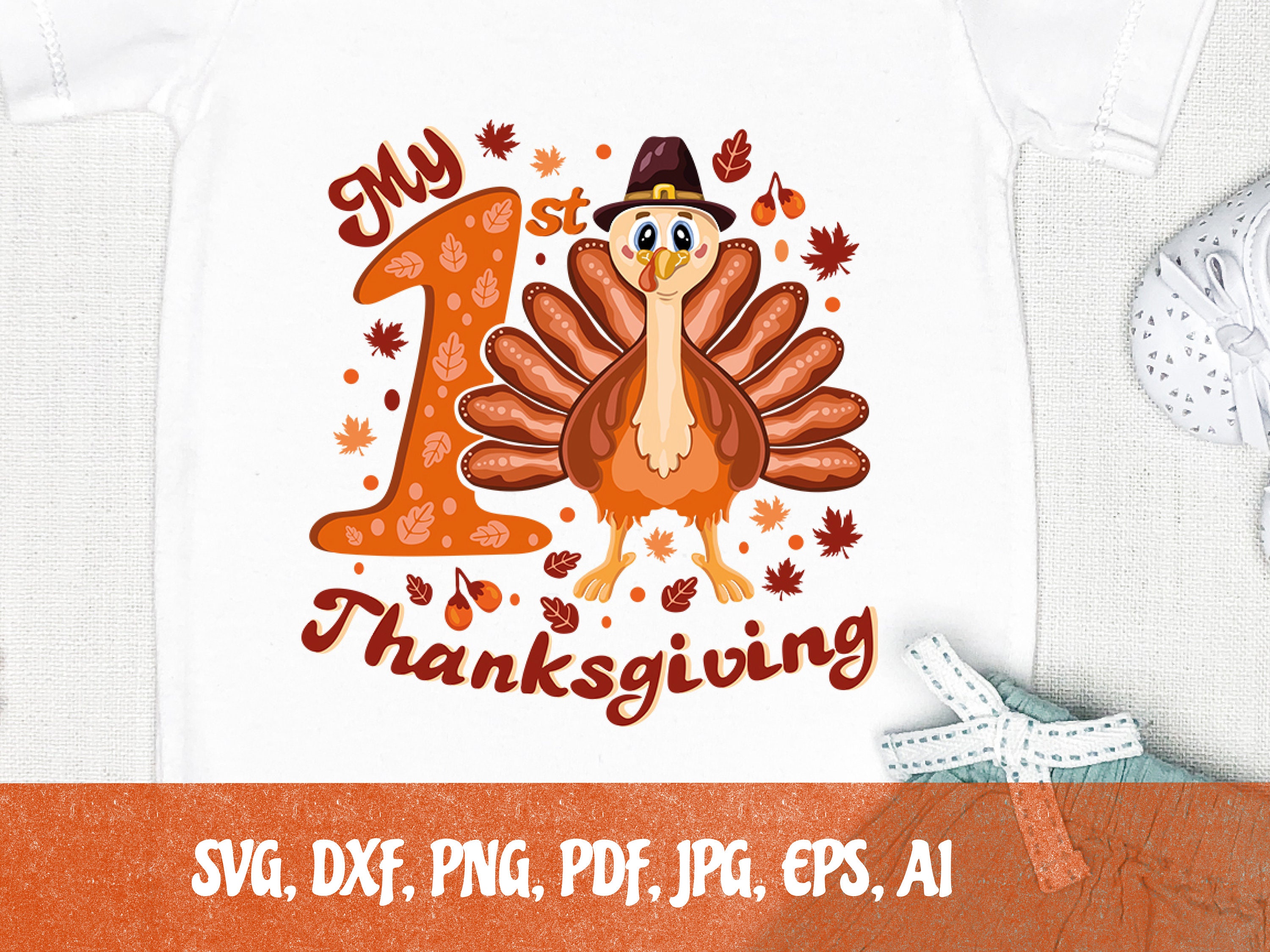 My First Thanksgiving Svg, Babys First Thanksgiving, Turkey Face Svg ...