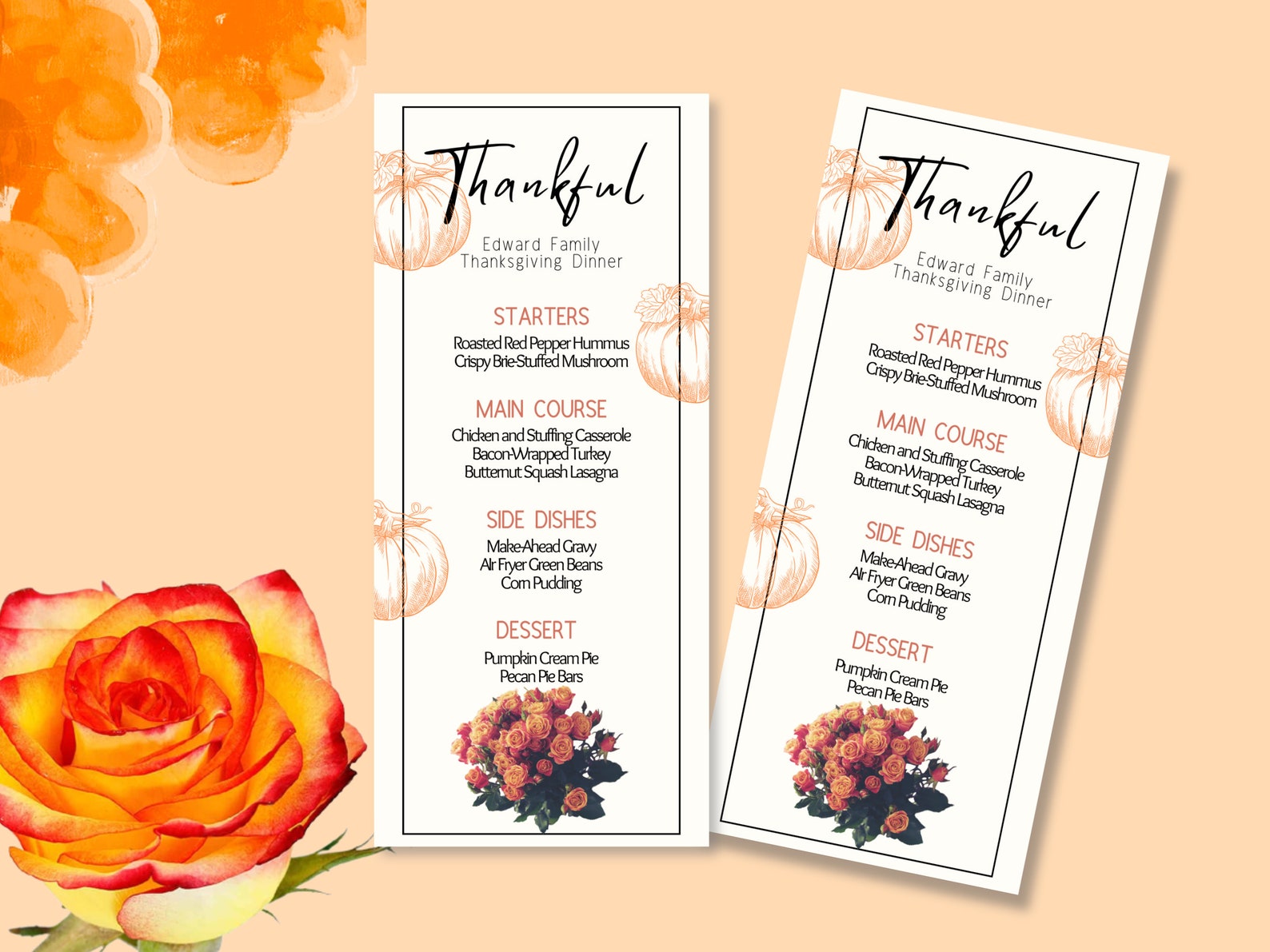 Thanksgiving Menu Template , Thanksgiving Dinner Menu Template Editable ...