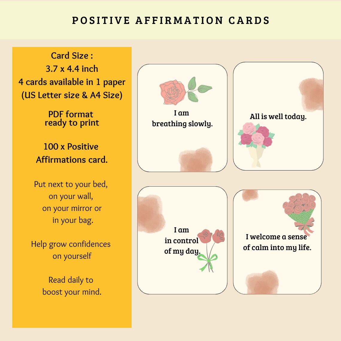 Positive Affirmation Cards: Printable Motivation (digital Download) - Etsy
