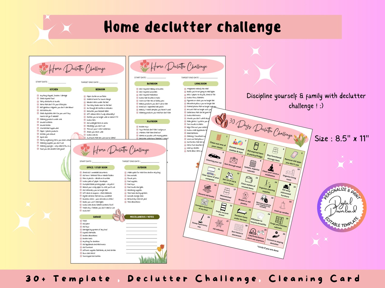 EDITABLE PRINTABLE Cleaning Schedule Pet Schedule Declutter - Etsy