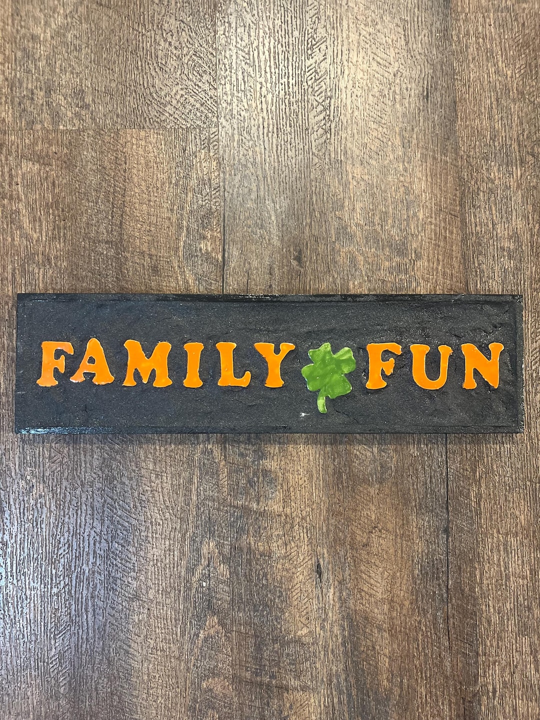 Handcrafted Family Fun Sign - Ceramic Tile & Wood Wall Decor With Grout ...