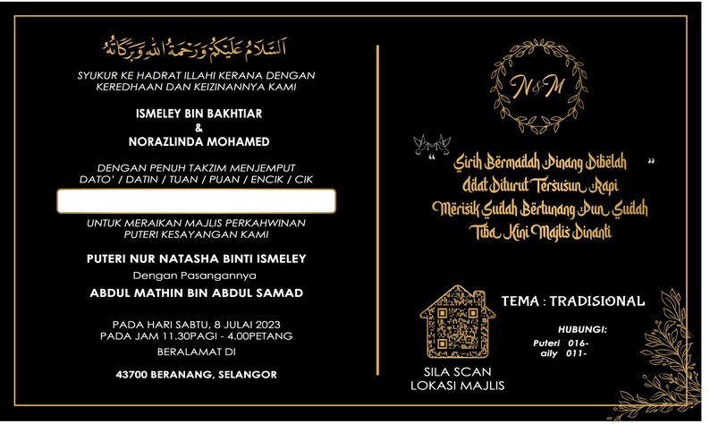 Traditional Malay Wedding Invitation Black Songket - Etsy