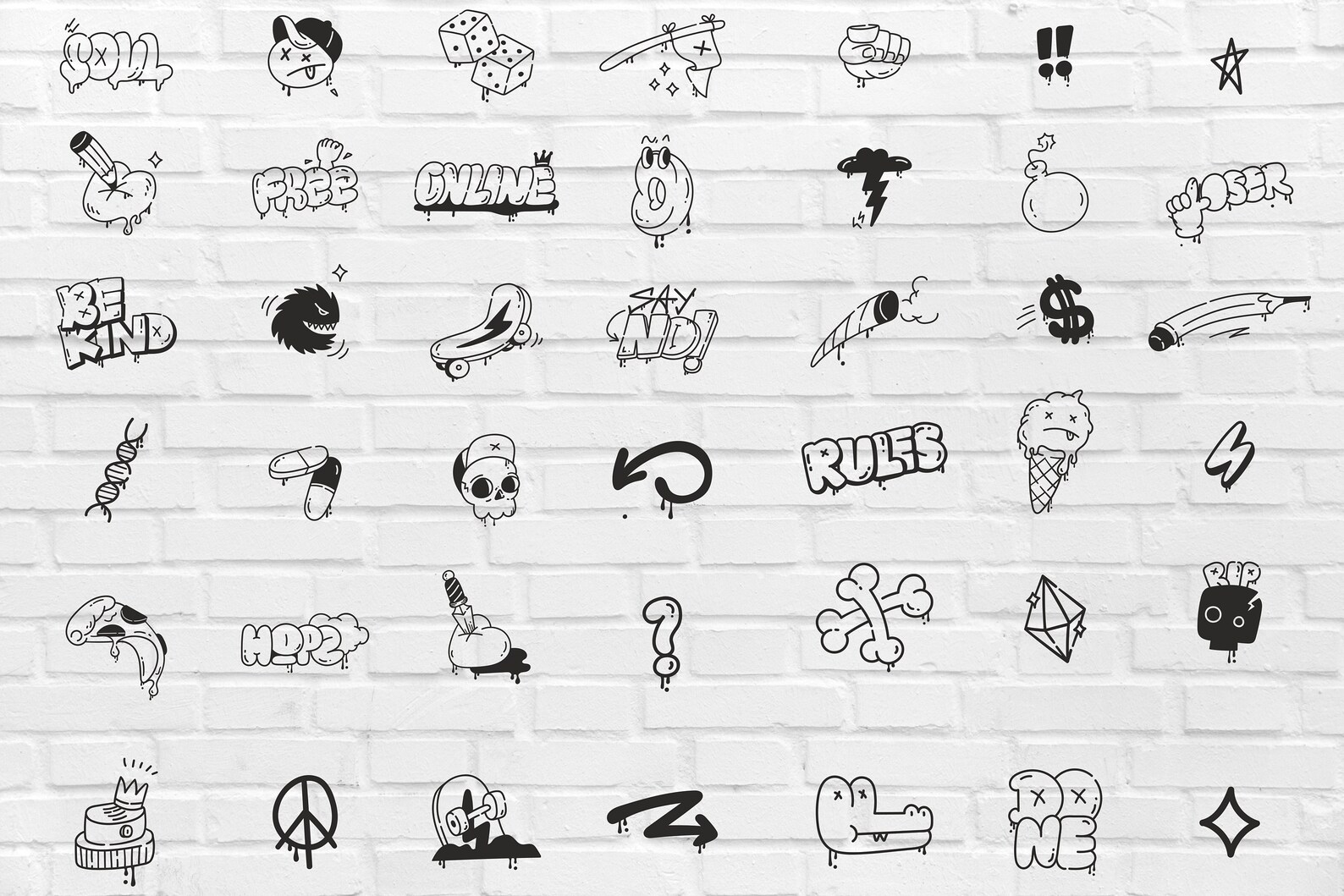 Graffiti Wall Art Bundle, Graffiti Stickers, Graffiti Doodle, Design ...