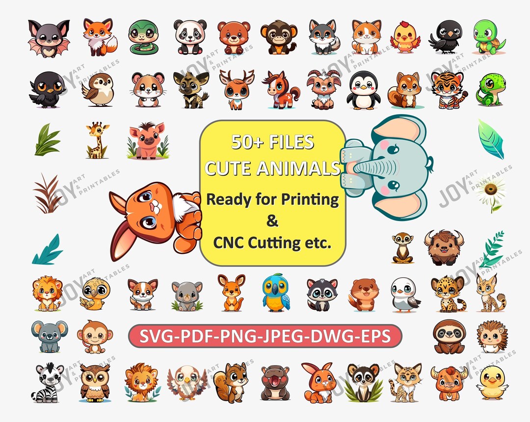 Cute Animals Svg Bundle, Animals Clipart, Svg Files for Cricut, Cute ...
