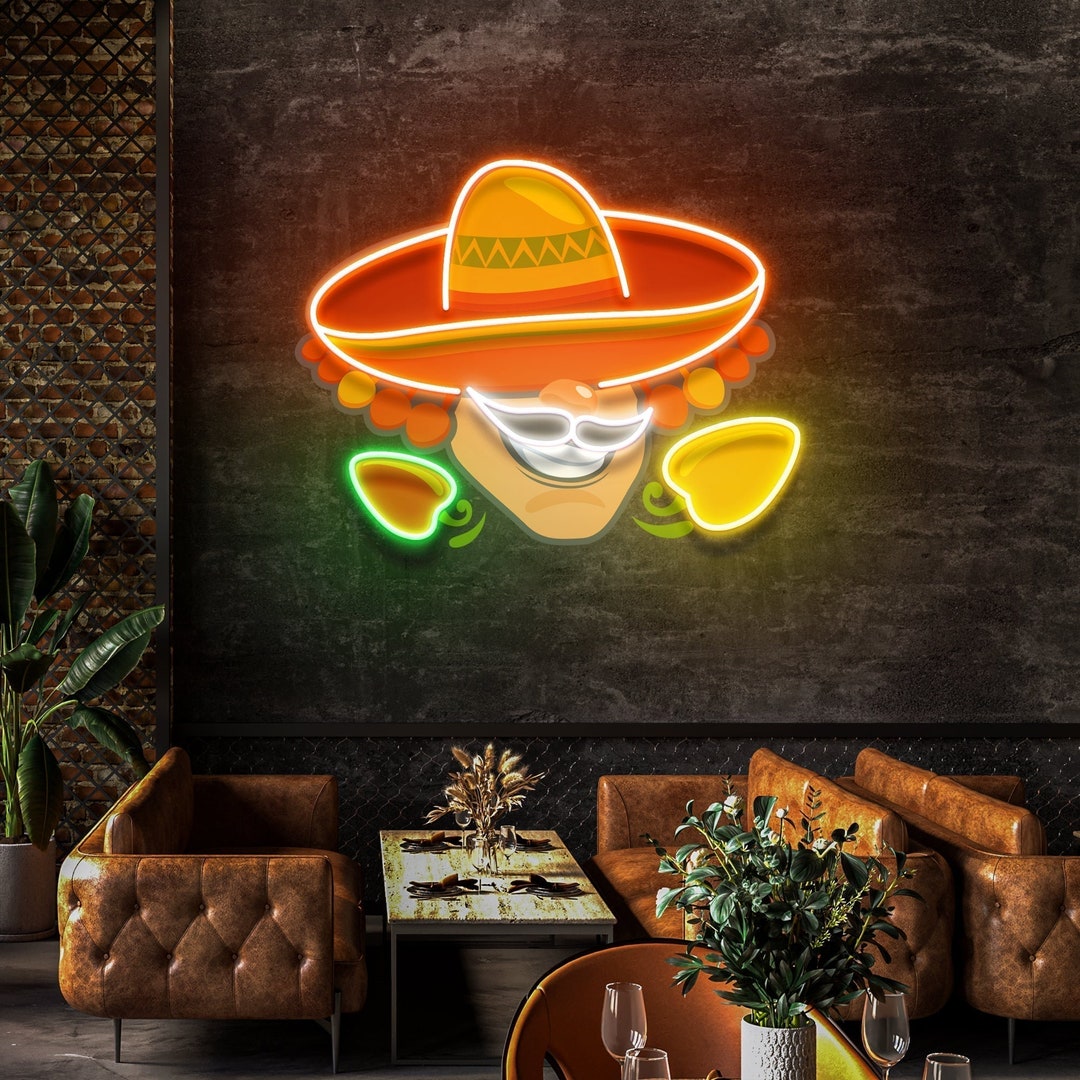 Mexico Logo Food Male, Artwork Led Neon Sign Light, Neon Sign Light ...